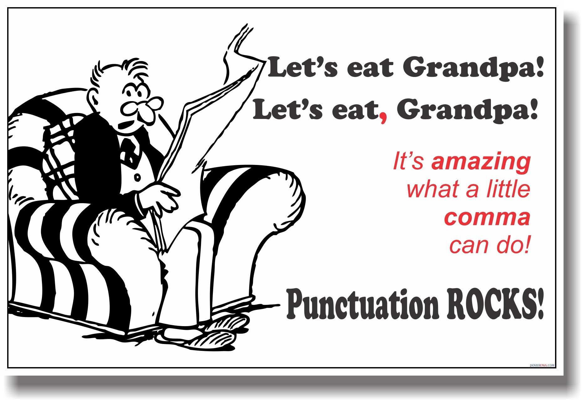 Amazon.com: Let's Eat Grandpa! Punctuation Rocks! - Classroom Poster ...