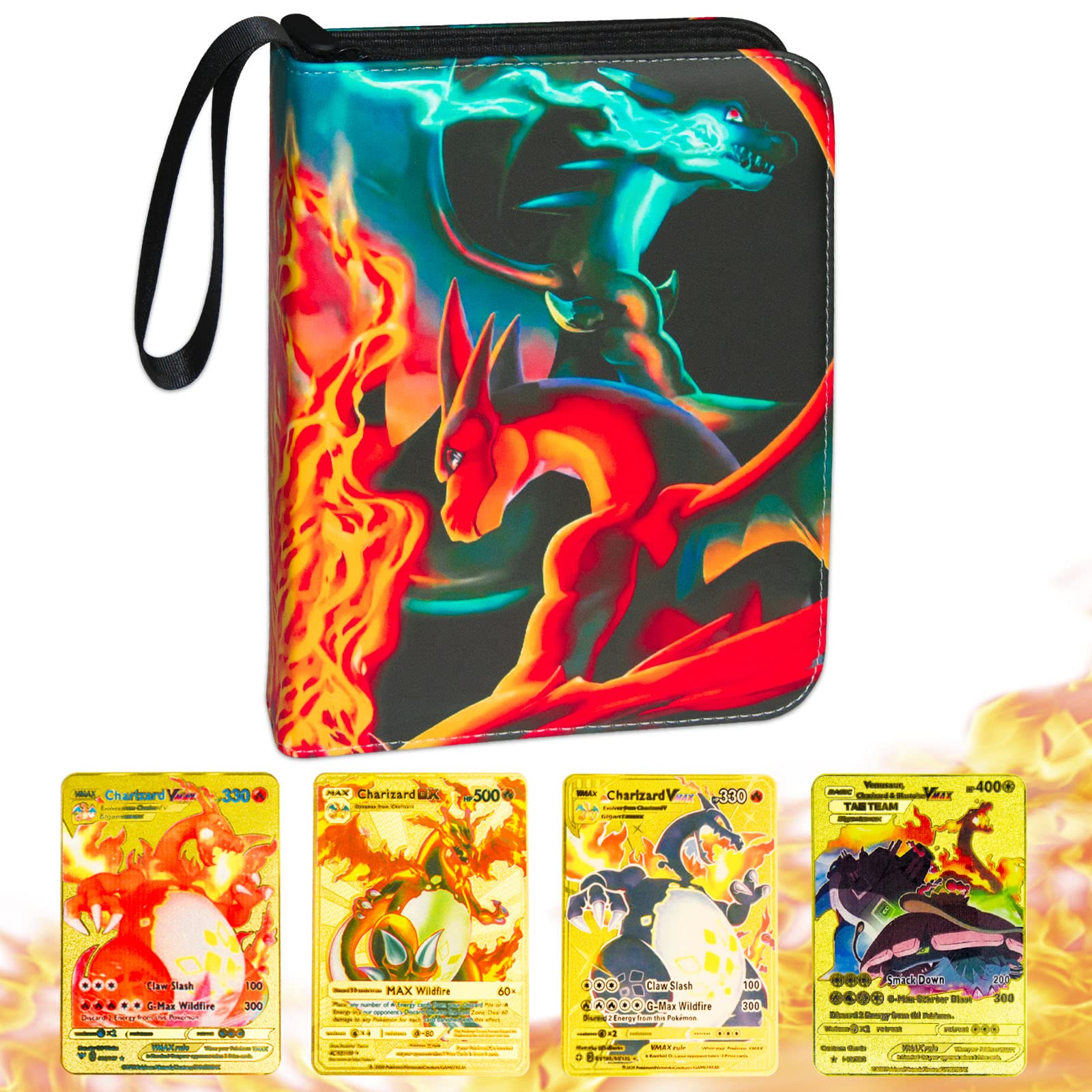 Buy 4-Pocket Trading Card Binder, with 4 Charizard Vmax GX DX Golden ...