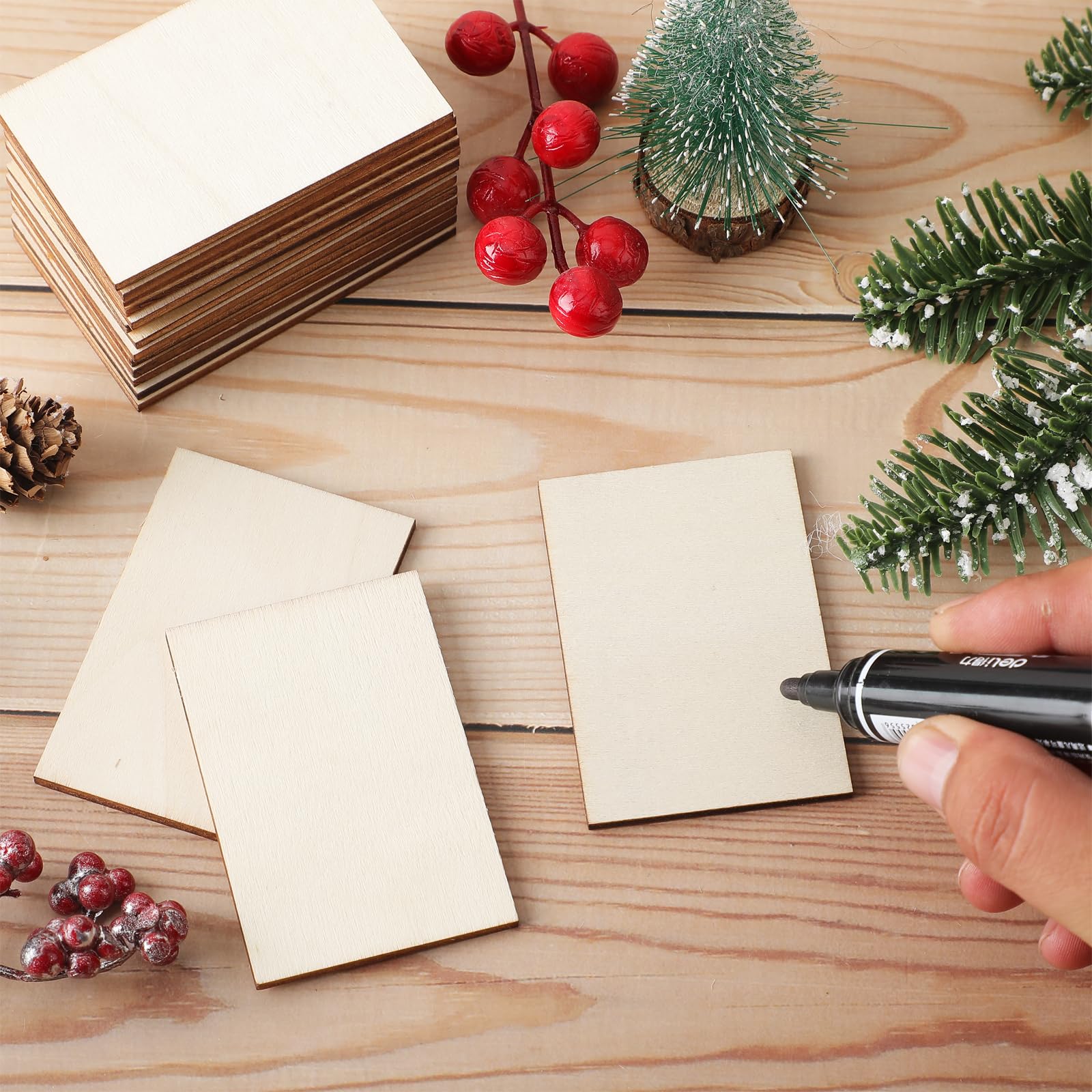 Snapklik.com : 60 Pack Unfinished Wood Rectangle Cutouts 2x3 Inch Blank ...