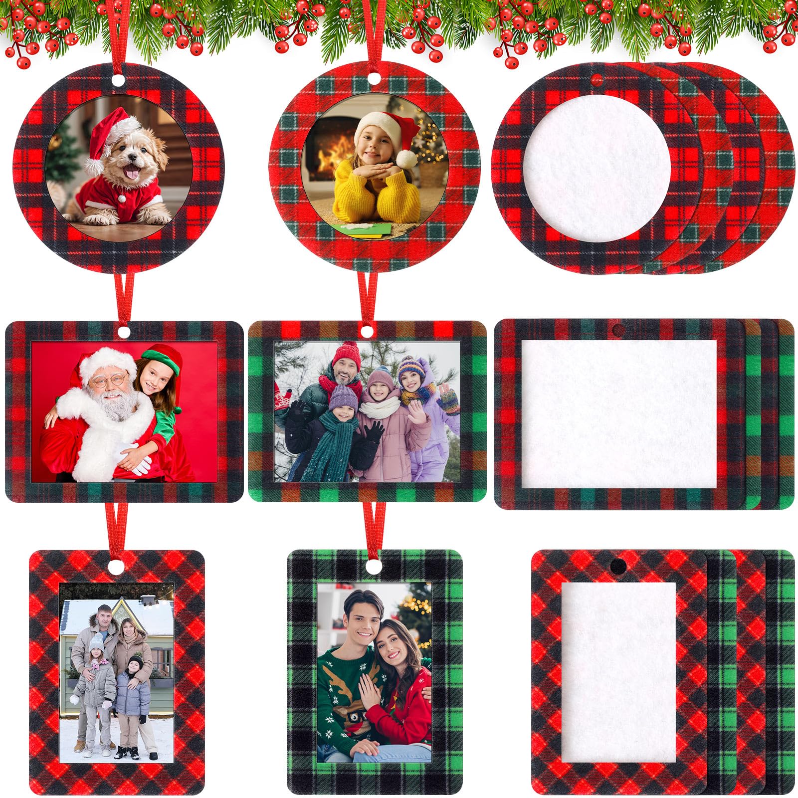 Amazon.com - Qunclay 72 Pieces Christmas Photo Ornaments Frame Mini ...