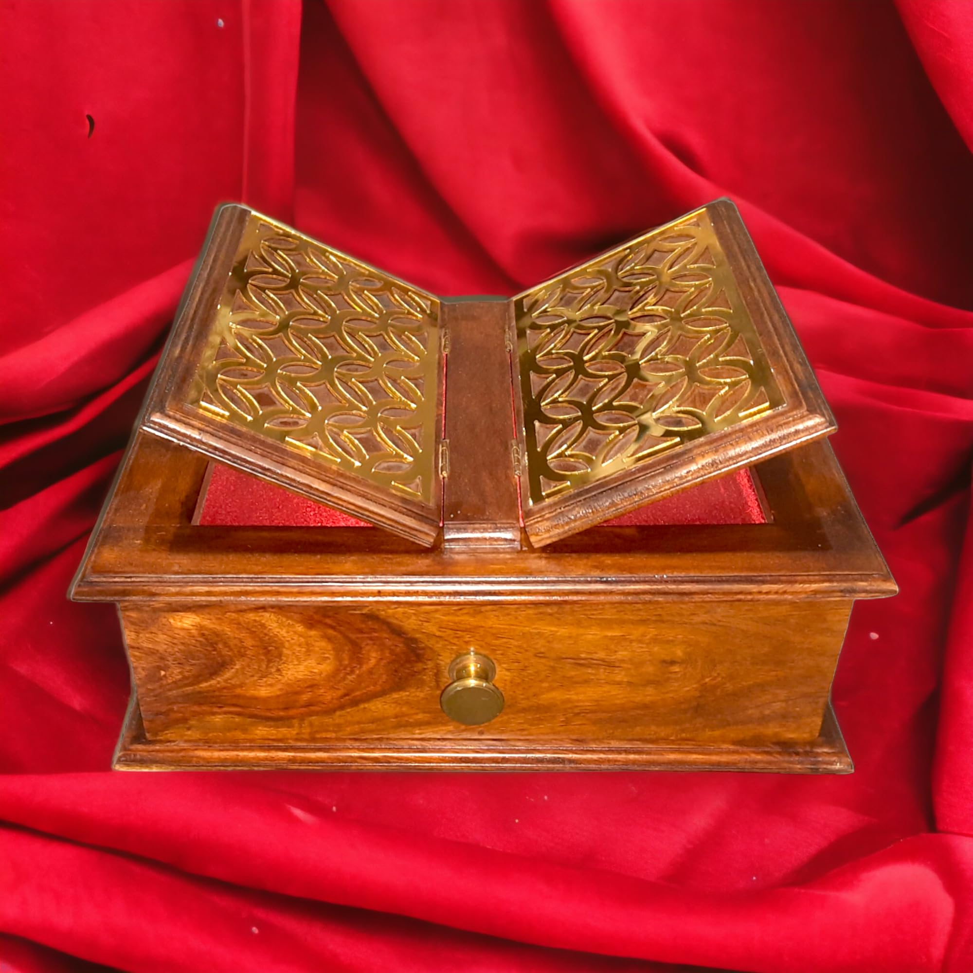 Suryavanshi Sheesham Wood Holy Book Stand with Drawer - Spiritual Book ...