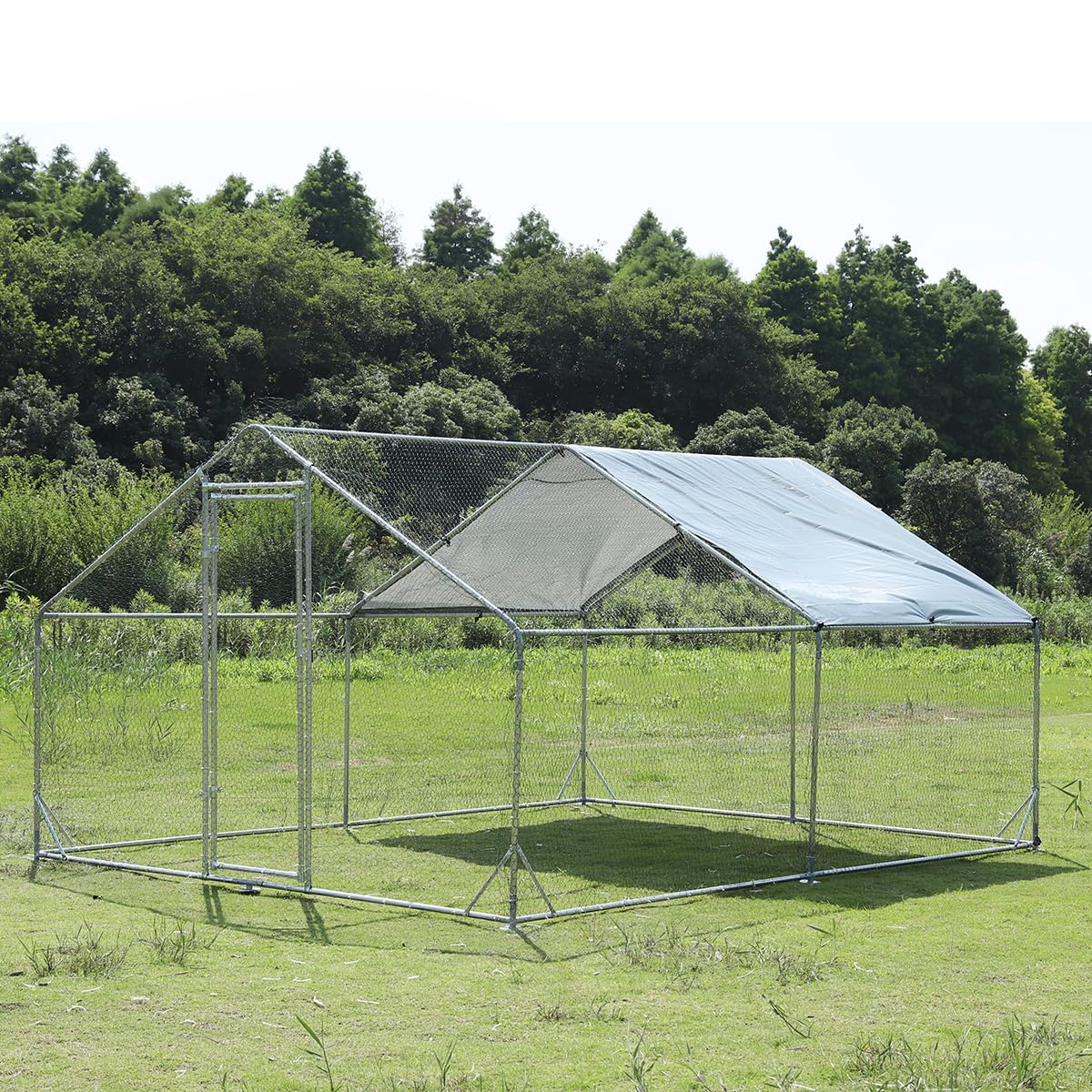 Chicken Coop Large Metal Chicken House,Walk-in Poultry Cage Chicken Run ...