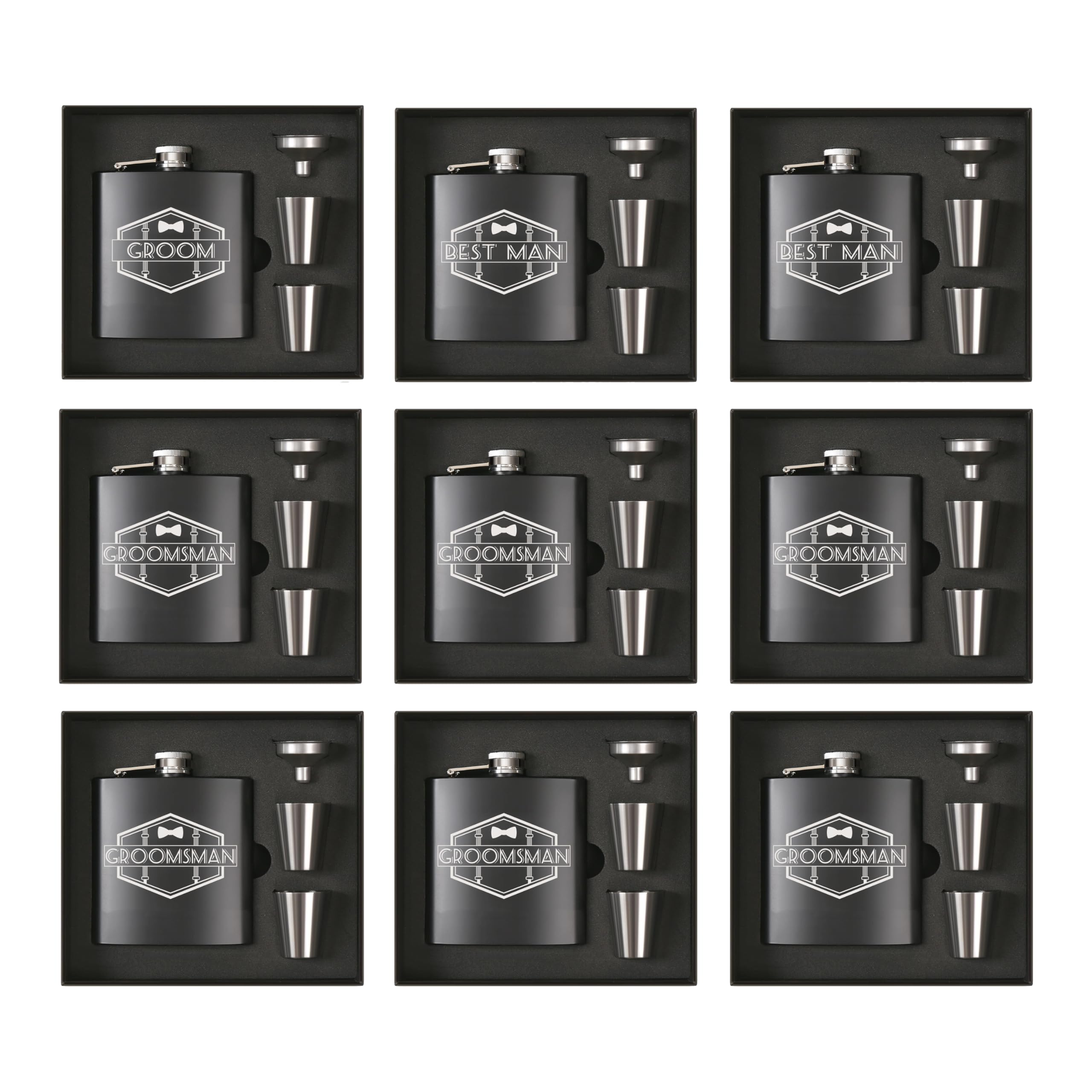 Amazon.com | Groomsman Flask Set - Wedding Party Box Gift for Groomsmen ...