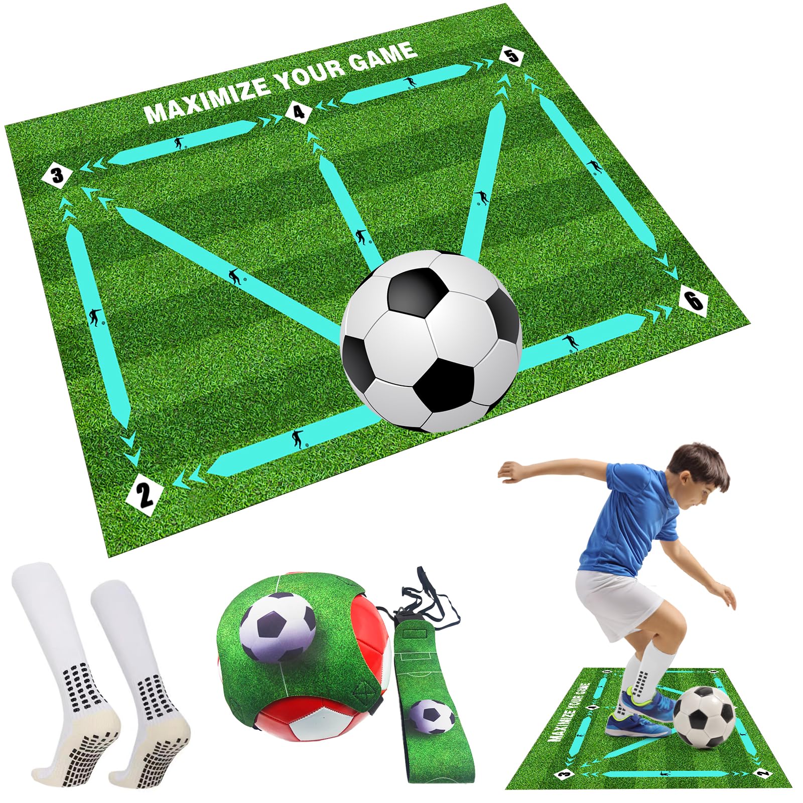 Amazon.com : Hitish Soccer Training Mat, Anti-Skid Agility Football ...