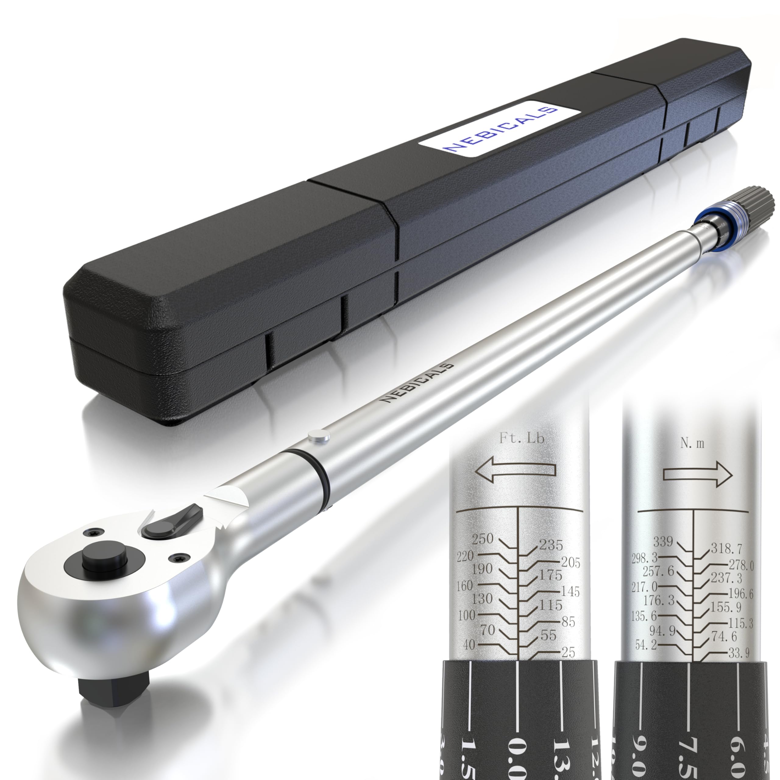 Snapklik.com : 1/2 Inch Torque Wrench 25-250 Ft-lb / 33.9-339 N.M ...