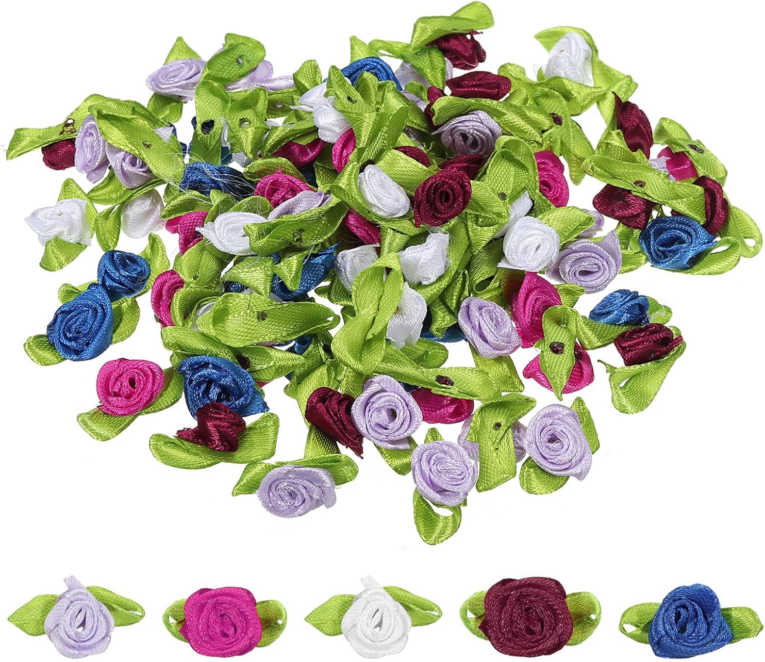 Amazon.com: PATIKIL Mini Ribbon Roses, 100 Pcs Tiny Satin Fabric ...