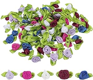 Amazon.com: PATIKIL Mini Ribbon Roses, 100 Pcs Tiny Satin Fabric ...