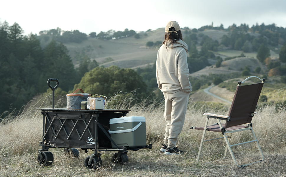 Amazon.co.jp: アウトドアワゴン 【後部展開可】【テーブル付き】特大