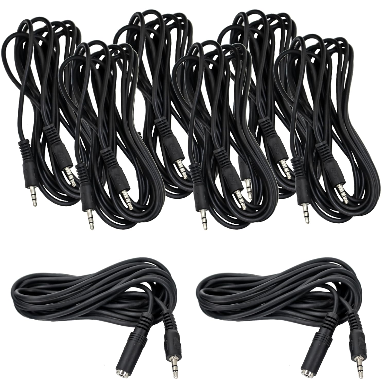 Amazon.com: ChromaCast 6 Pack 3.5mm Black Rubber Aux Cables (2) 5ft ...