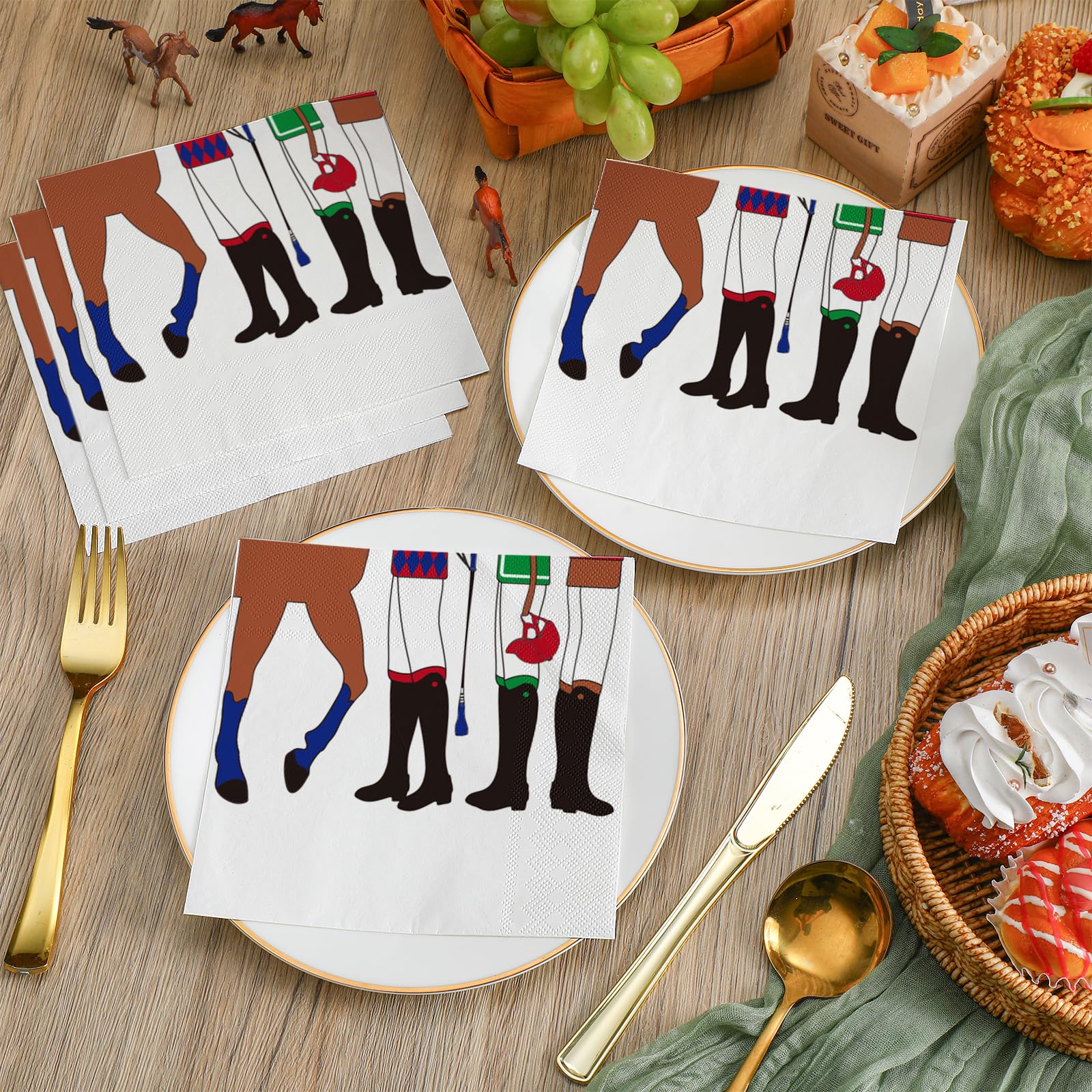 Dispowreath 100 Pcs Horse Racing Paper Napkins Disposable Derby ...