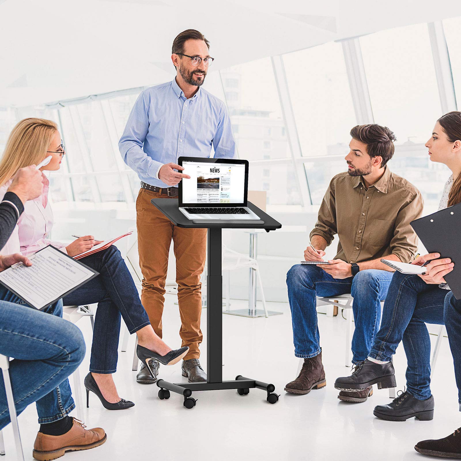 FLEXISPOT MT3 Medical Adjustable Overbed Table with Wheels Pneumatic ...