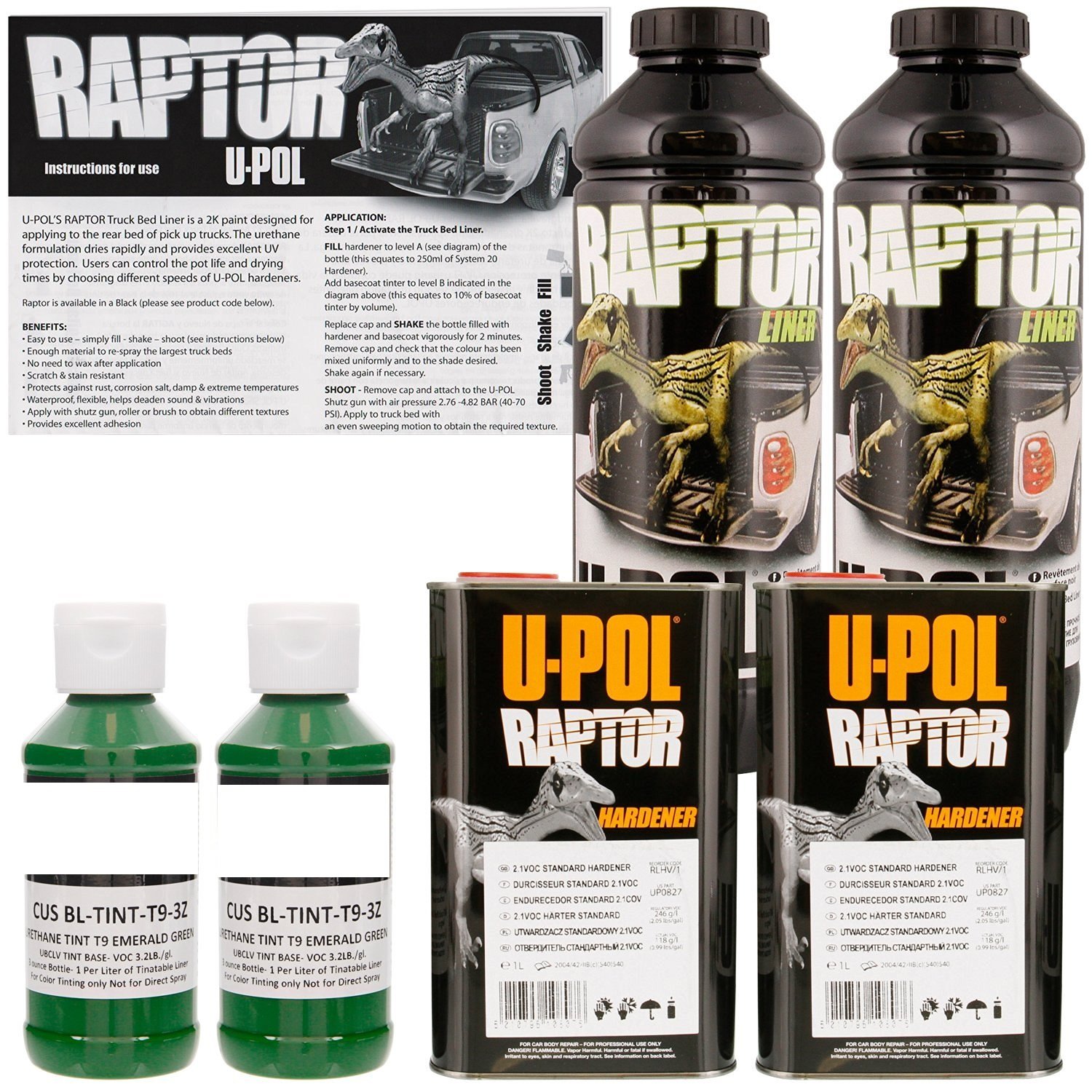 Amazon.com: U-POL Raptor Emerald Green Urethane Spray-On Truck Bed ...