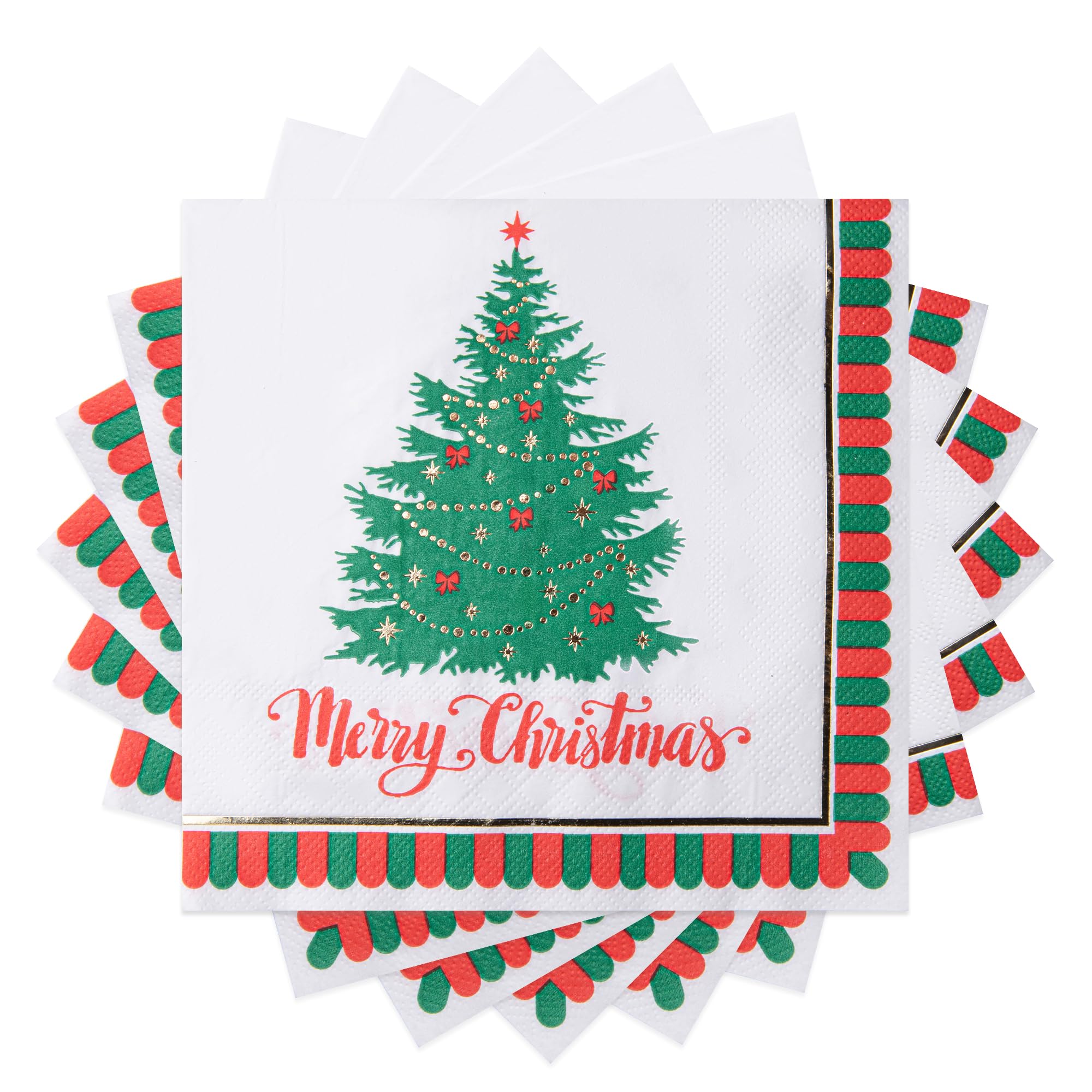 Amazon.com: 80 Pcs Christmas Napkins Disposable Printed Xmas Tree ...