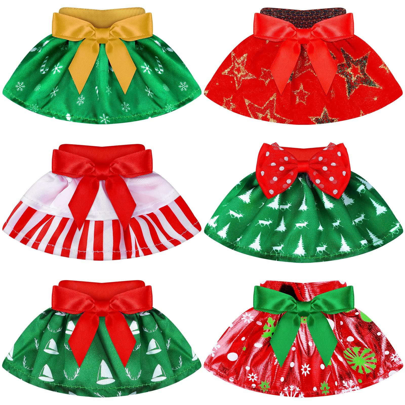 Amazon.com: 6 Pieces Santa Clothing Dance Skirt Set Christmas Skirts ...