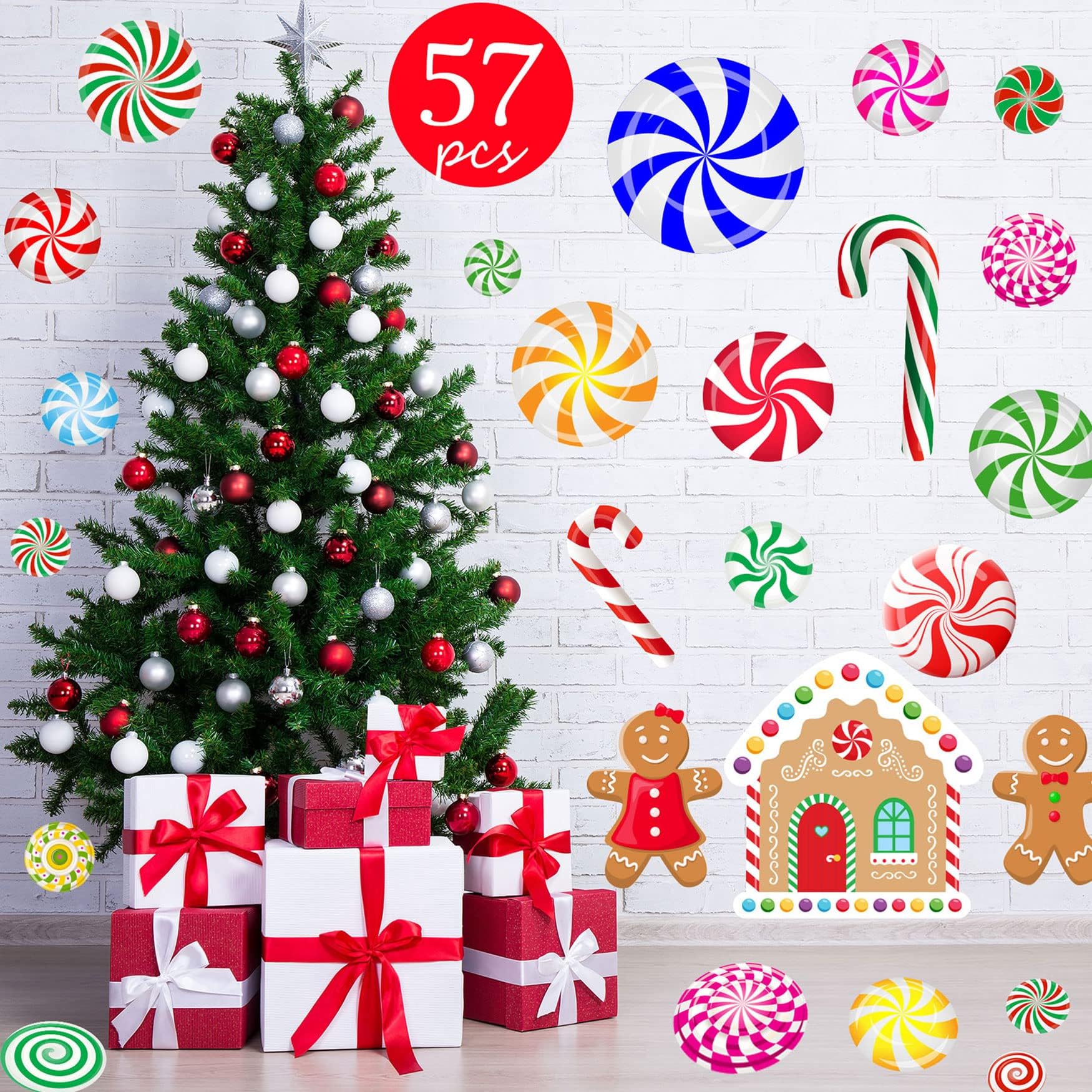 Amazon.com: Maydahui 8 Sheets Pretty Christmas Snowflake Wall Decals ...