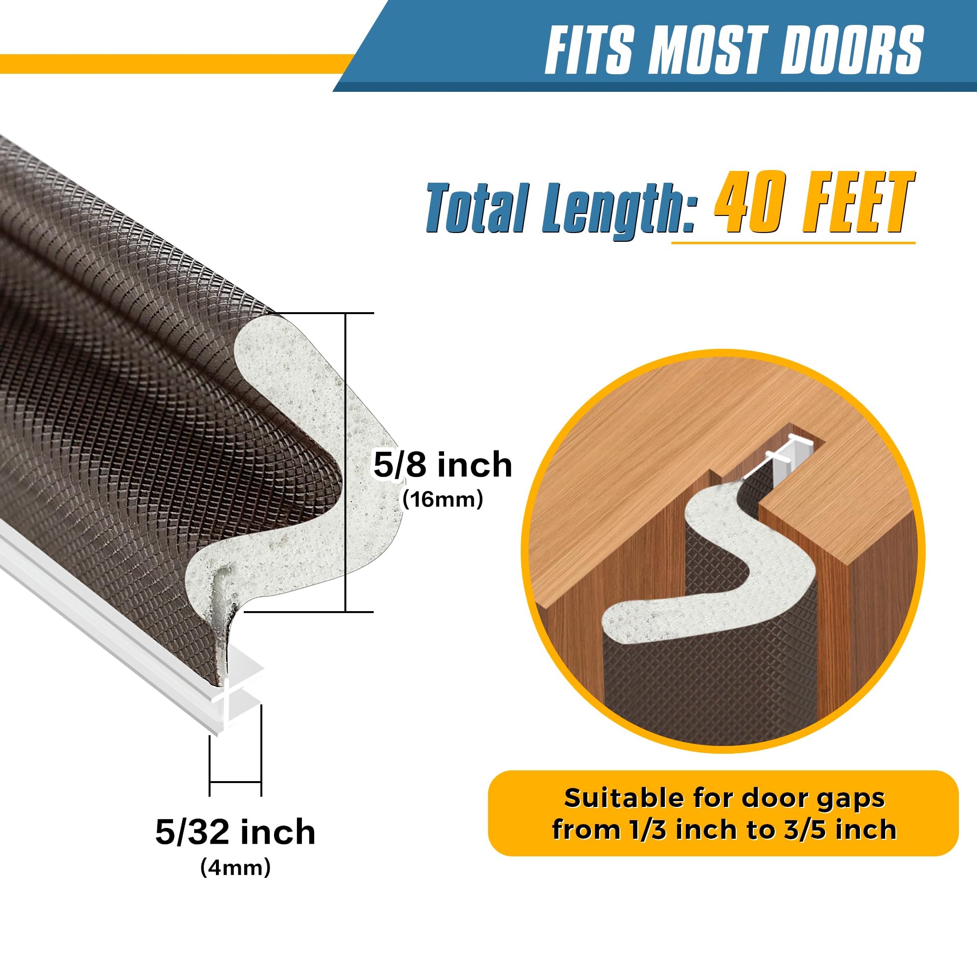 Snapklik.com : Weather Stripping Door Seal Strip 40FT Door ...
