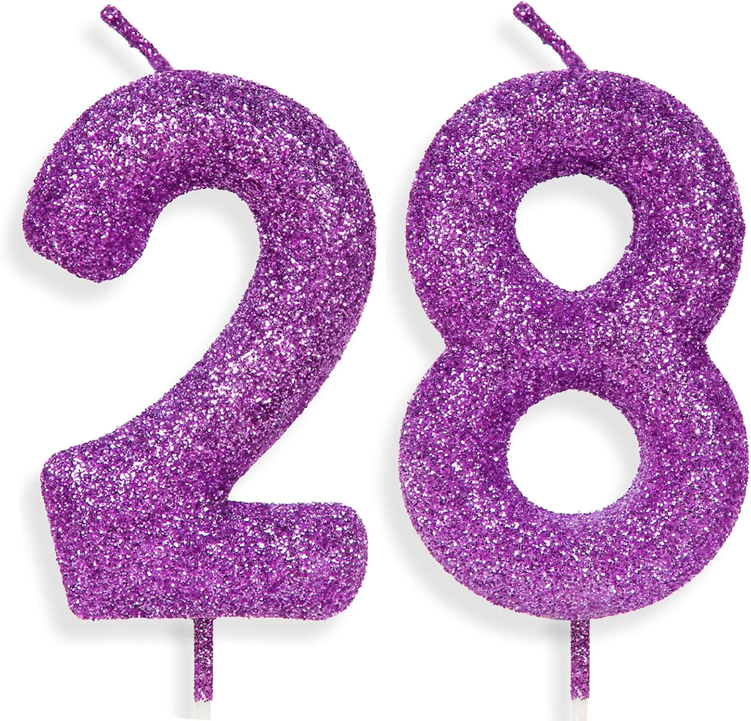 Amazon.com: 28th Glitter Birthday Candles, Purple Pink Birthday Number ...