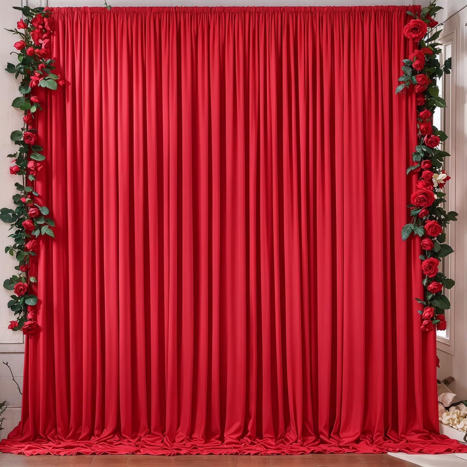 Amazon.com : 10ftx8ft Red Wrinkle-Free Backdrop Drapes, Not See-Through ...