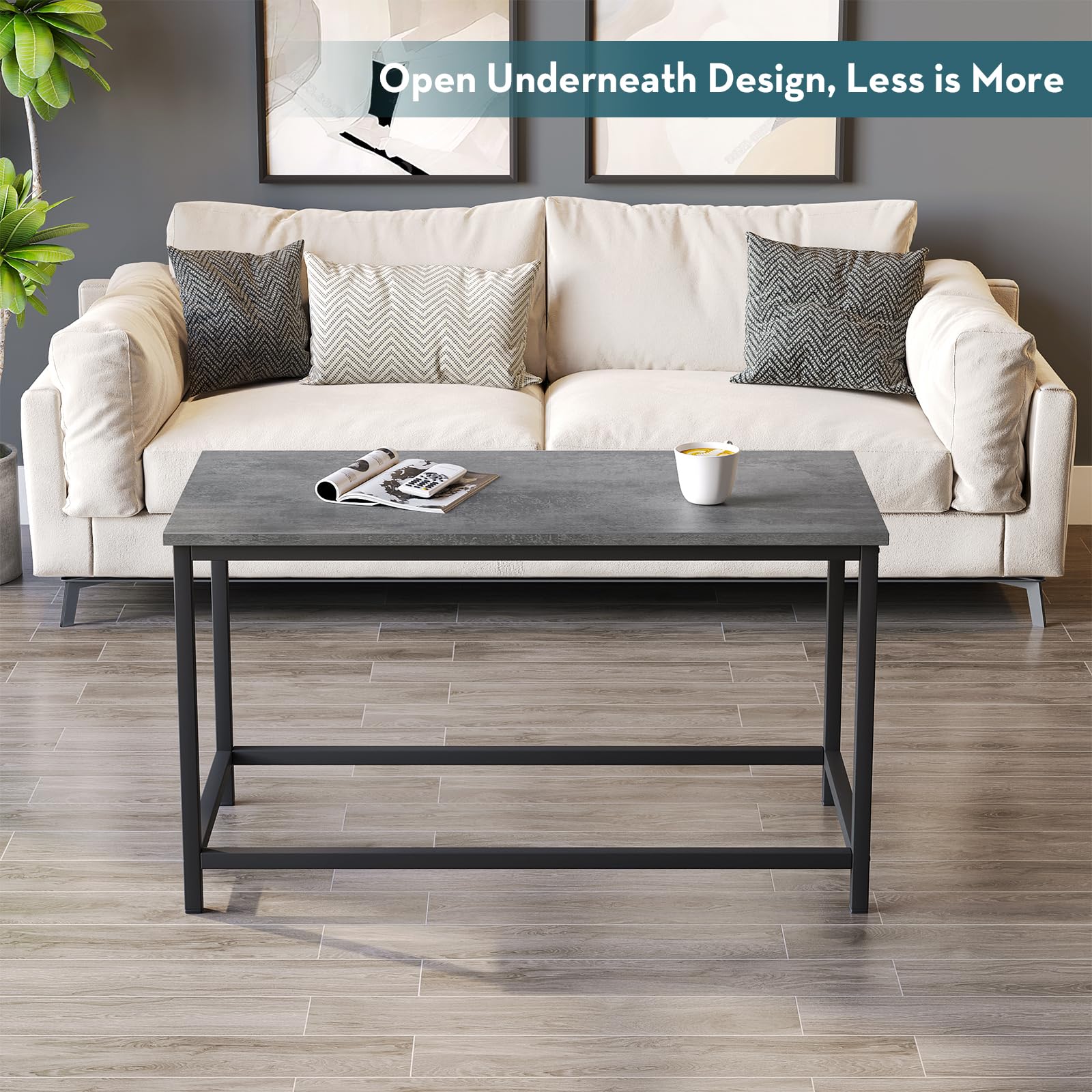 SAYGOER Small Rectangular Coffee Table Simple Modern Open Design ...