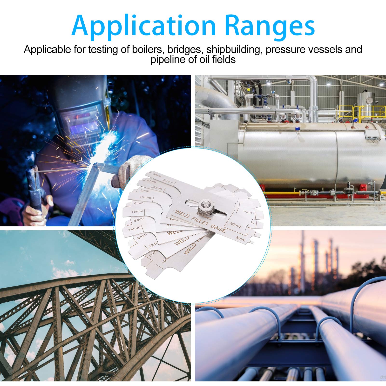 Buy Fafeicy 7 pcs Fillet Weld Set, Bridge Cam Welding Gauge Test Ulnar ...