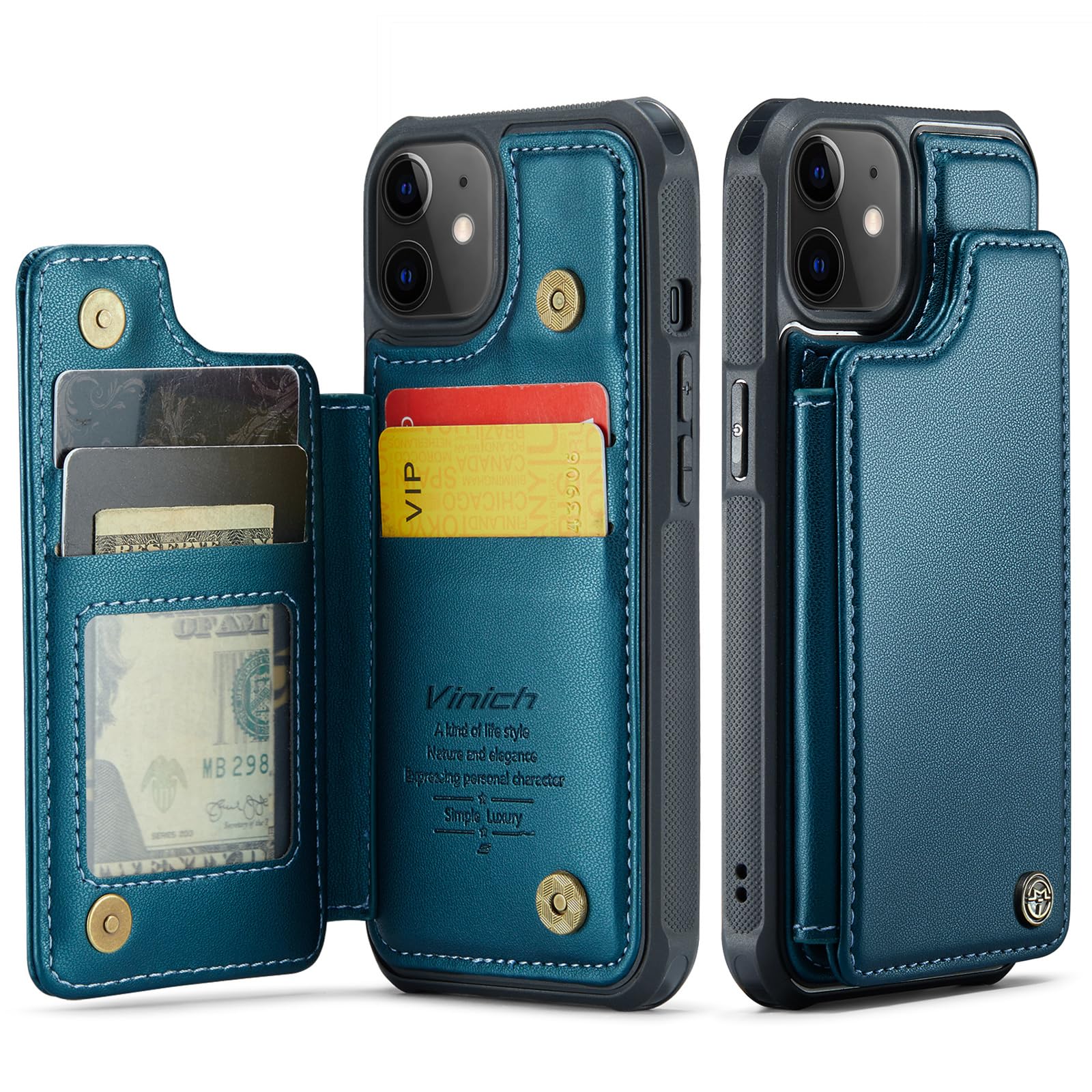 Amazon.com: Vinich for iPhone 12 Wallet Case with Card Holder, Case for iPhone 12 Pro with RFID ...