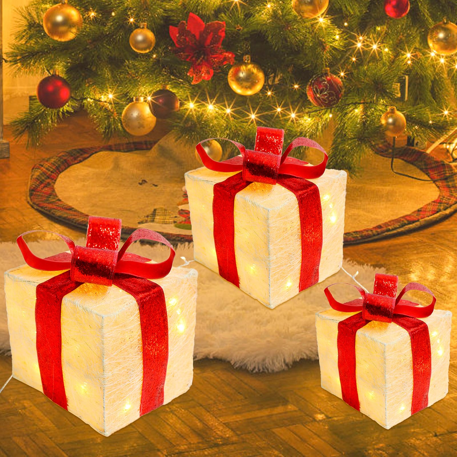 Amazon.com: Christmas Lighted Gift Boxes, Set of 3 Lighted Present ...
