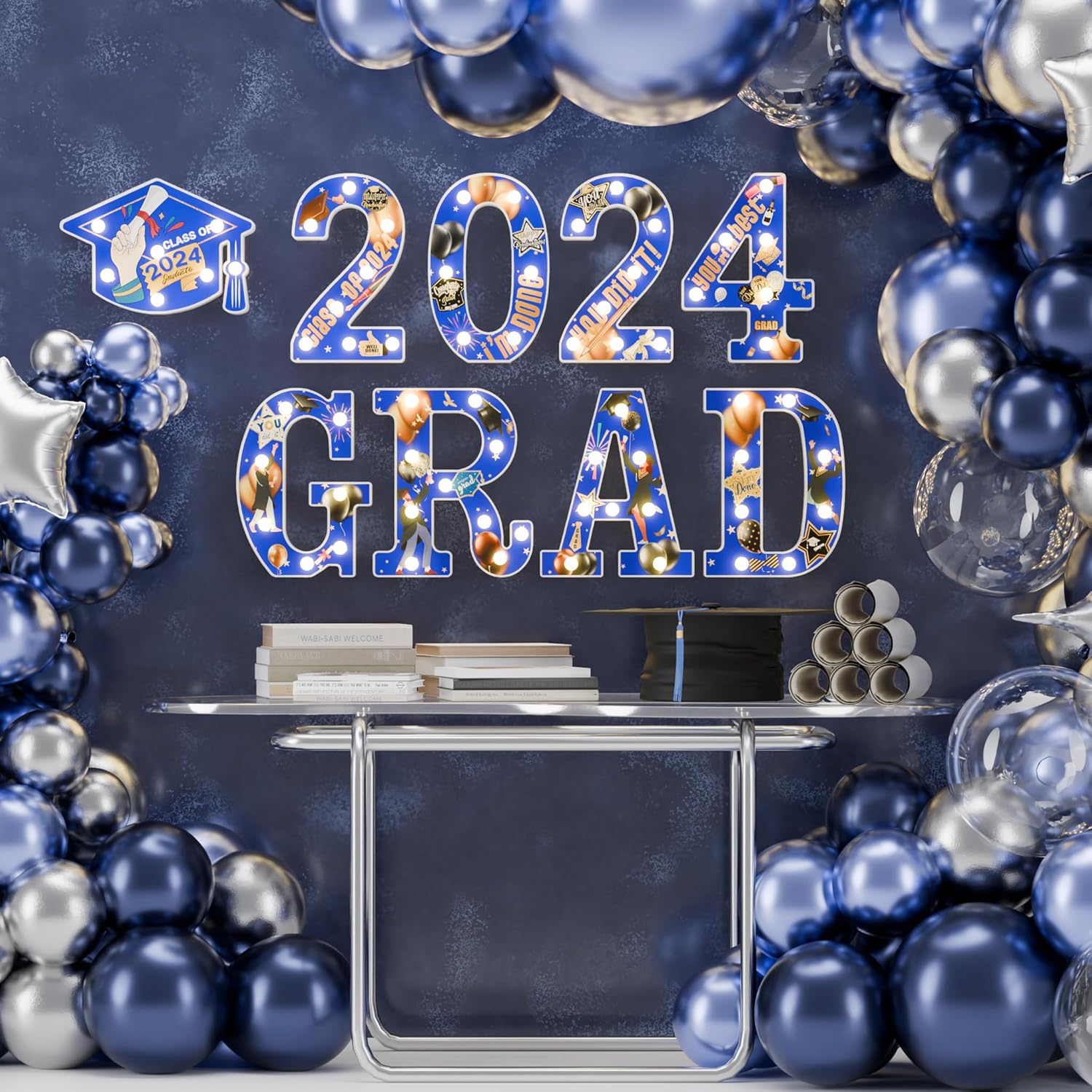 Decoraciones para fiesta de graduación 2024-8 letras LED largas ...