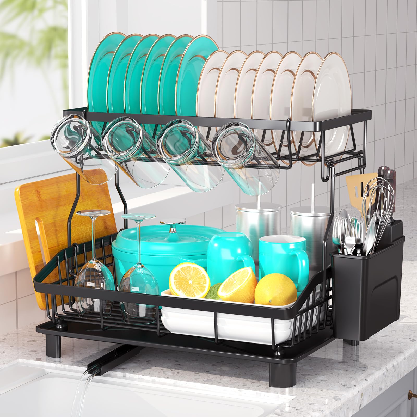 Amazon.com - Ricobes Dish Drying Rack - 2 Tier Large Capacity Dish Rack ...