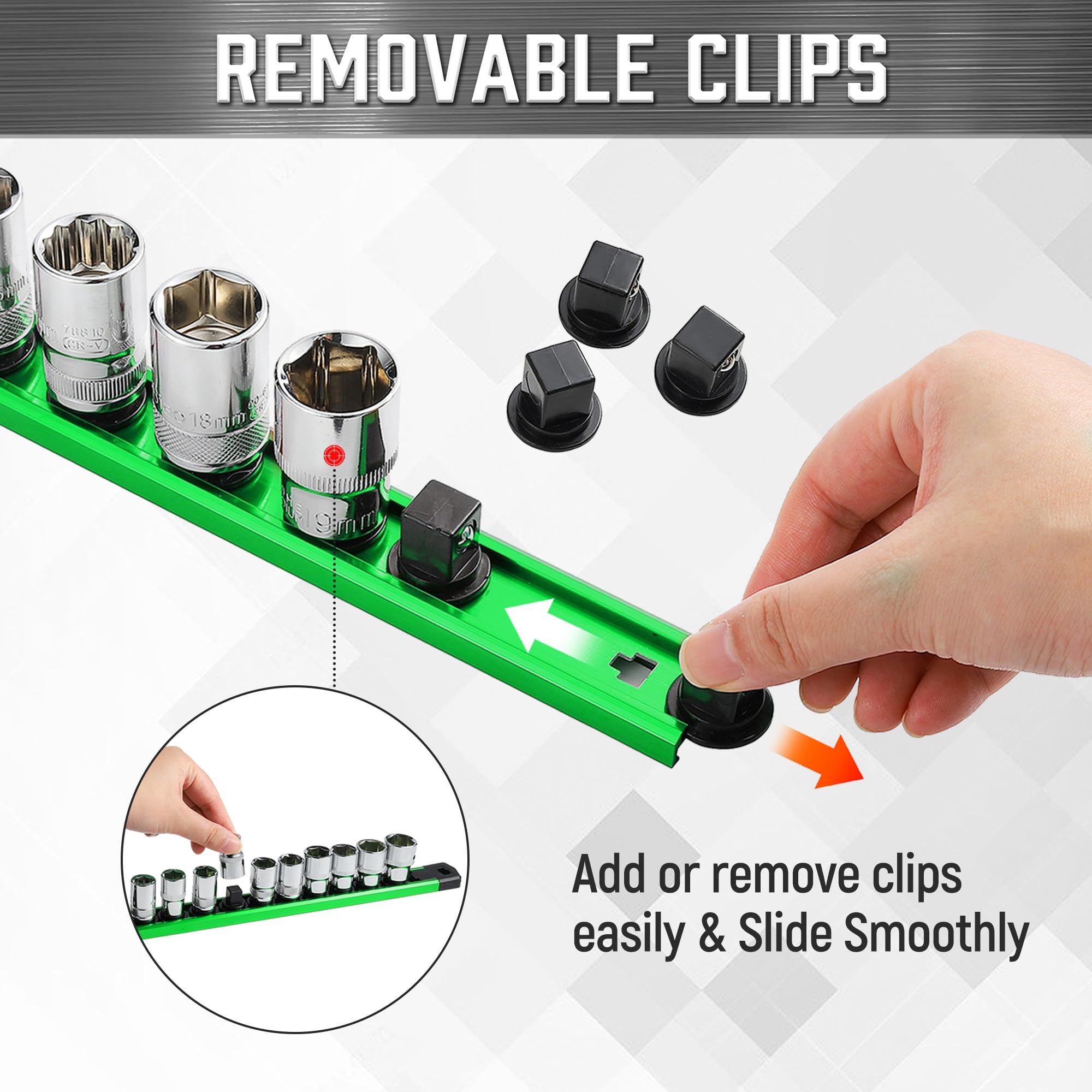 Snapklik.com : ALOANES 1/2-Inch Drive Magnetic Socket Organizer, Heavy ...