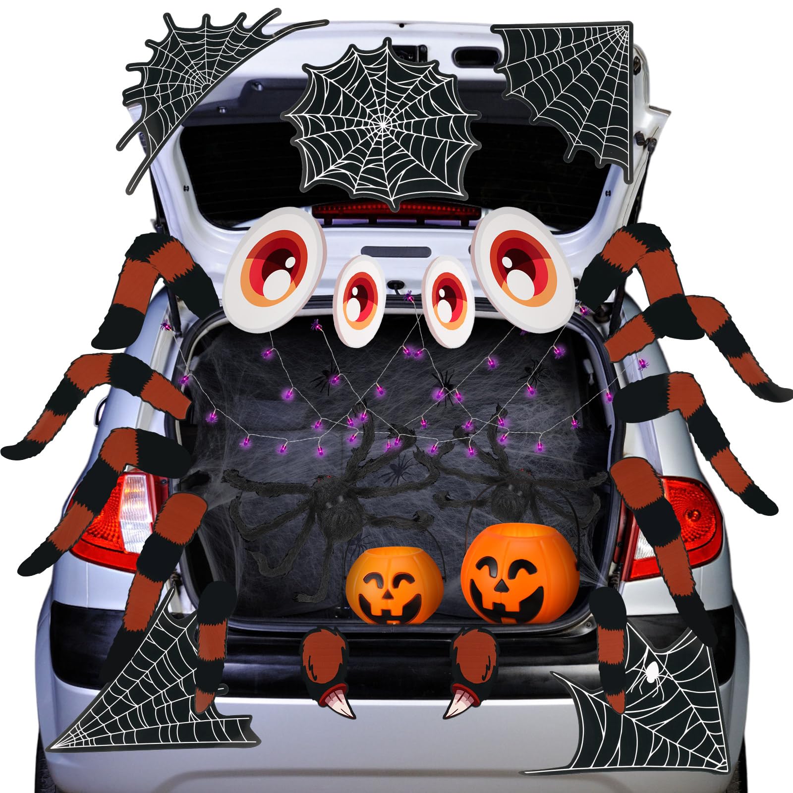 Tenceur Large Trunk or Treat Halloween Car Decoration with Cobweb Scary ...