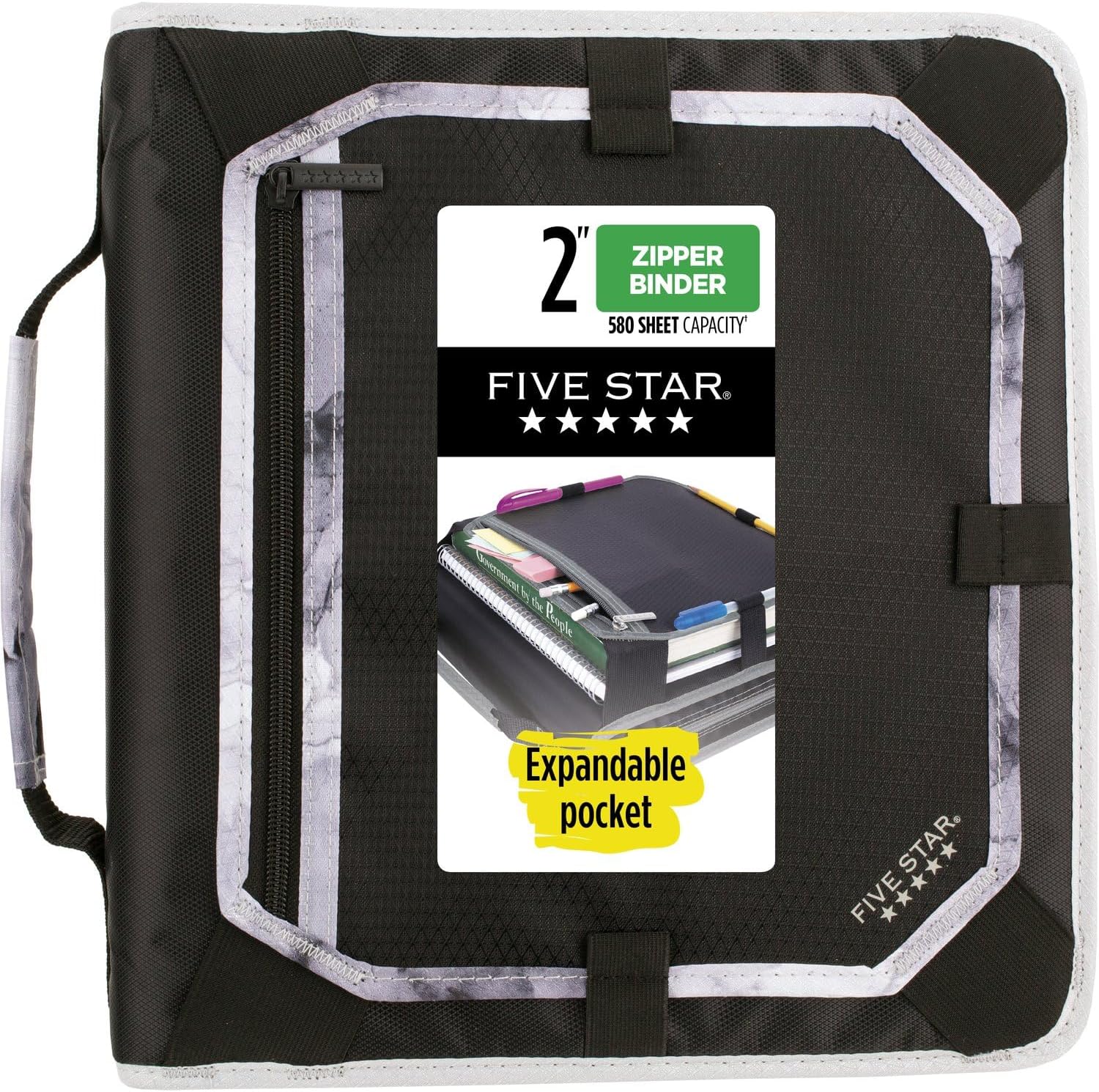Five Star Zipper Binder, 2 Inch 3-Ring Binder with Round Rings ...