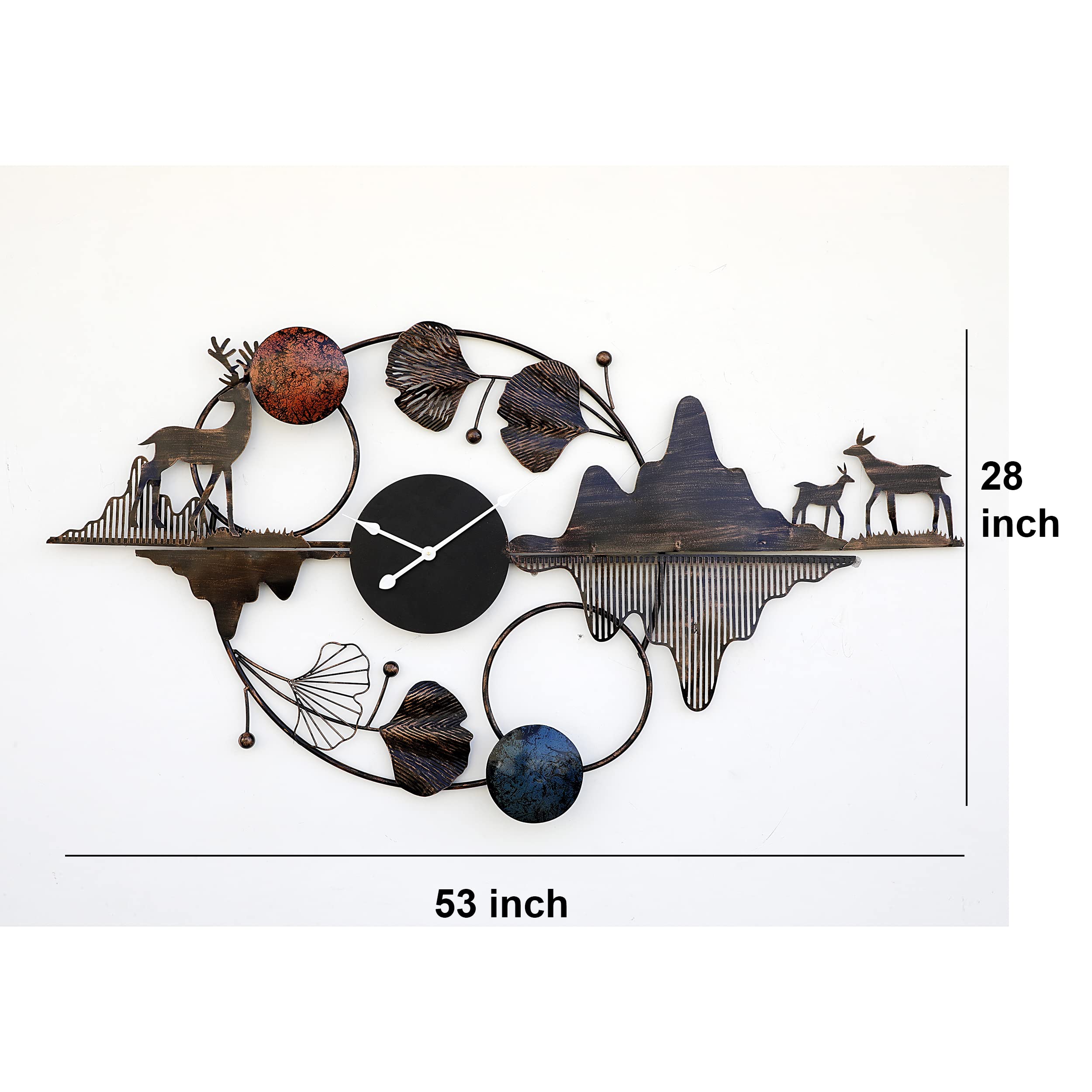 Decorlives Nature Theme Metal Wall Art Clock for Home Décor ...
