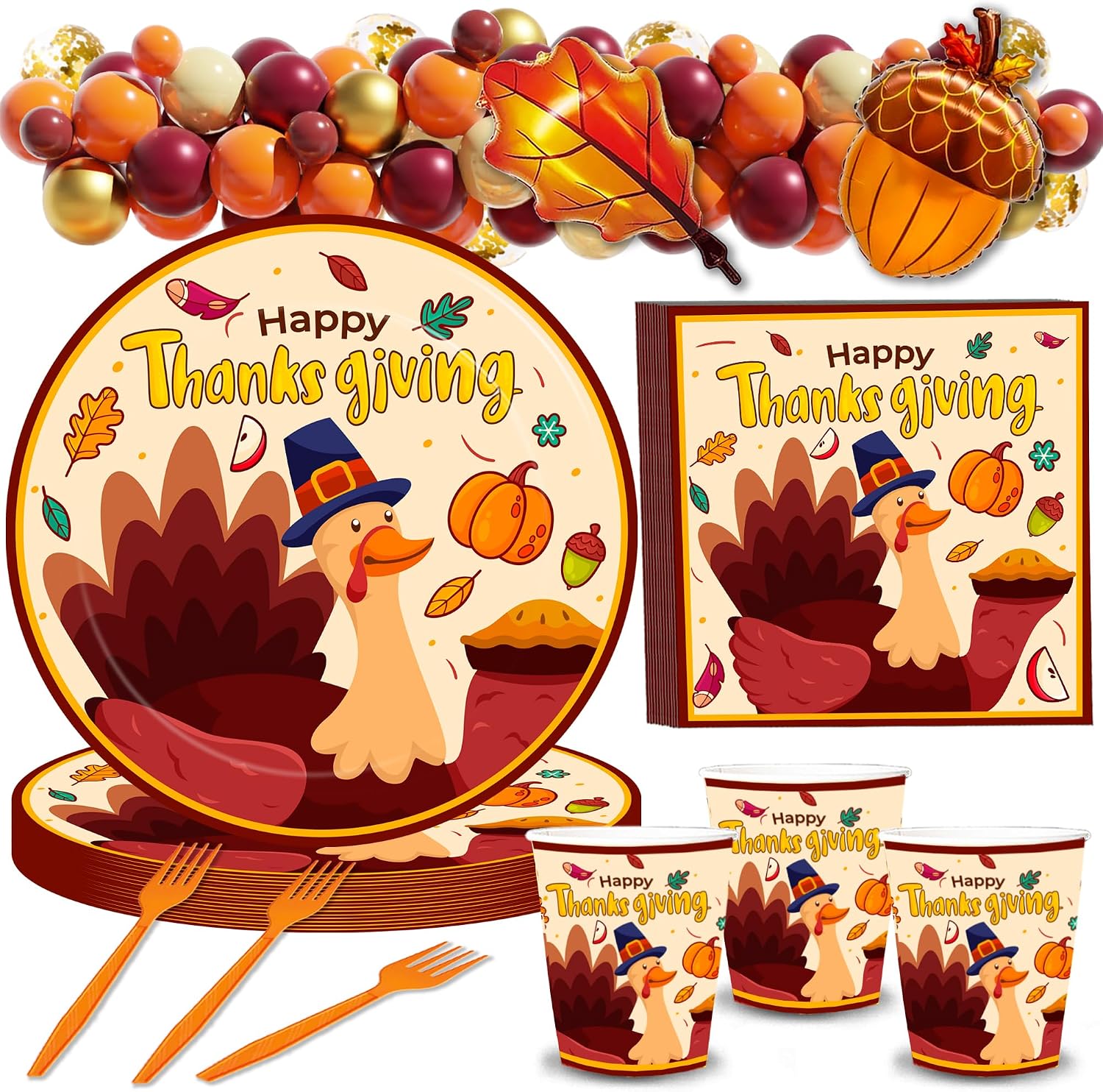 Amazon.com: Thanksgiving Party Decorations, Thanksgiving Paper Plates ...