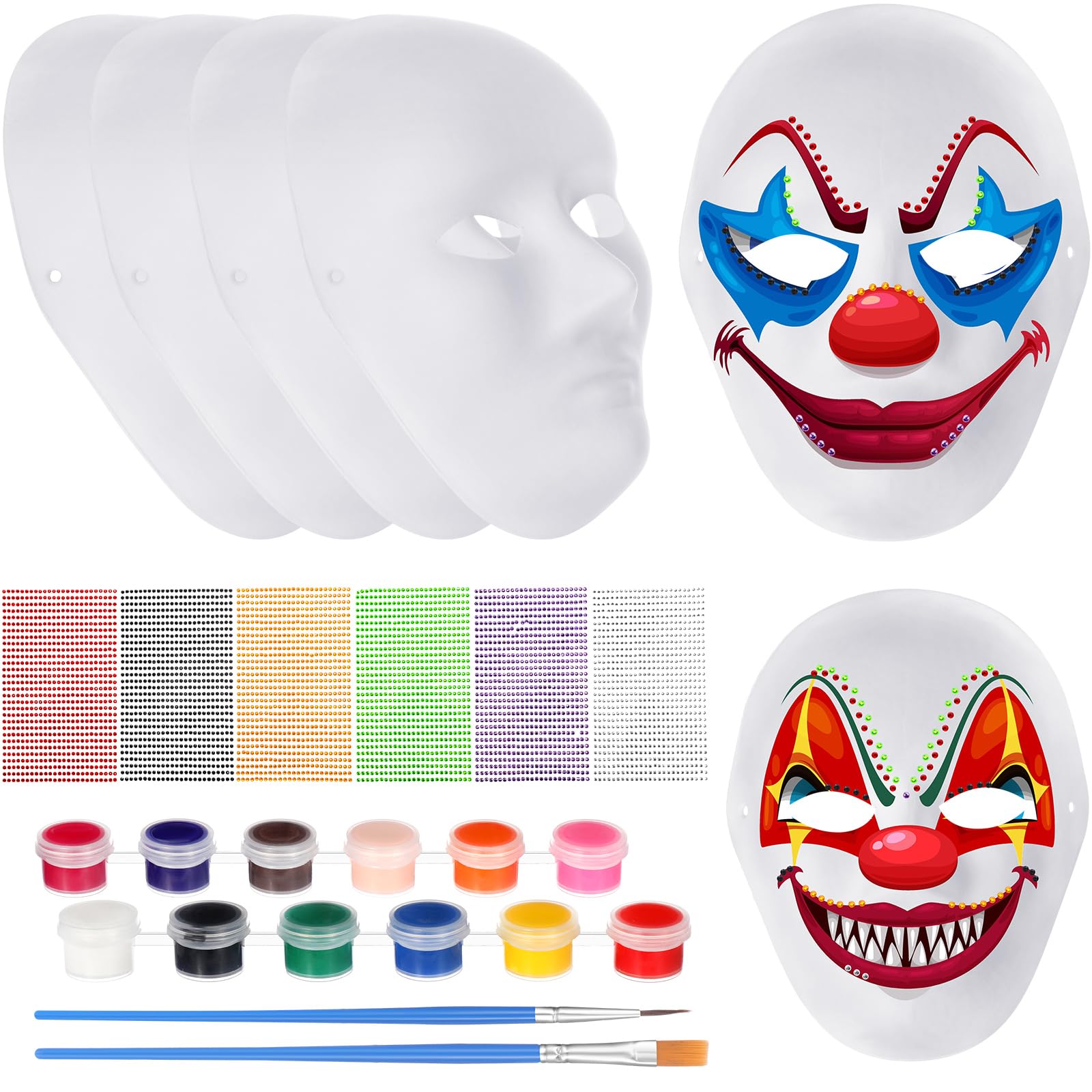 Amazon.com: Qilery 30 Pcs White Blank Paper Mache Masks Christmas DIY ...
