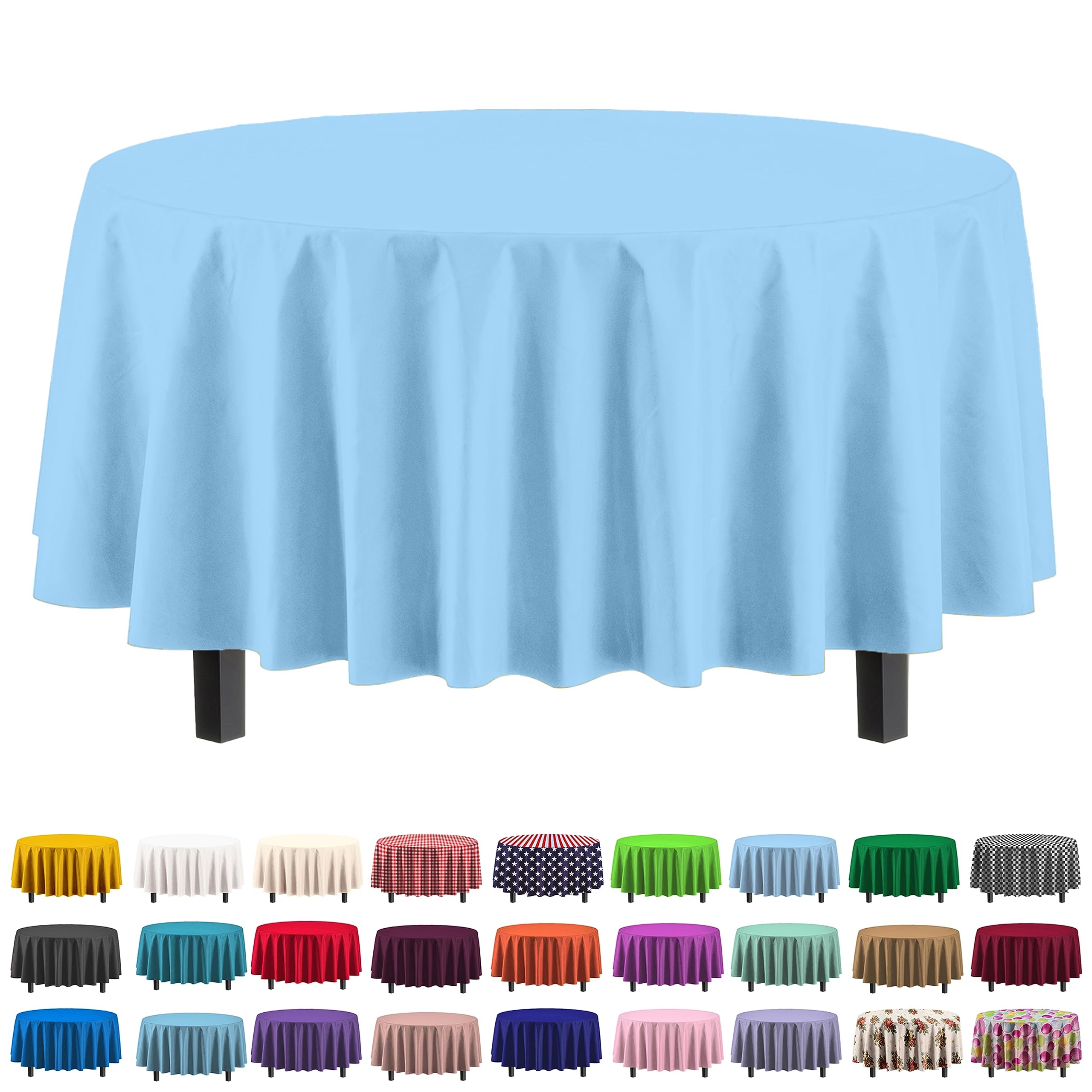 Amazon.com: Exquisite 4-Pack Light Blue Plastic Table Cloth - 84-Inch ...