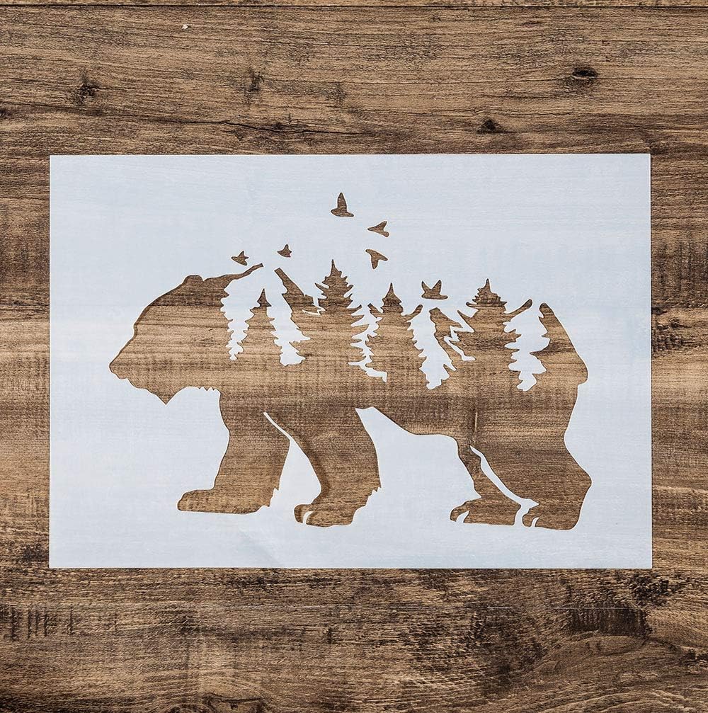 Amazon.com: DIY Decorative Forest Bear Stencil Template for Painting on ...