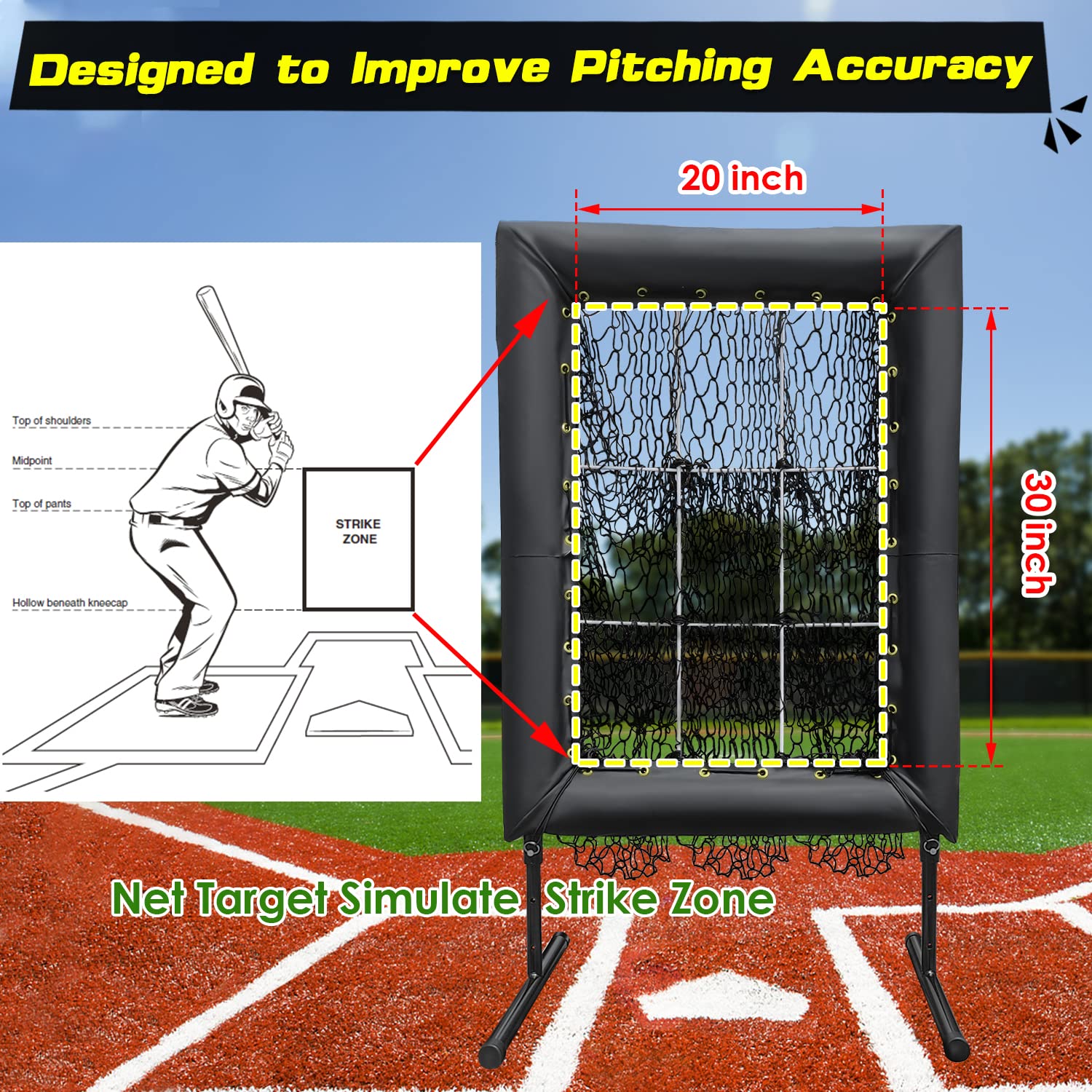 Snapklik.com : Jalunth Baseball Softball 9 Hole Pitching Net Strike ...