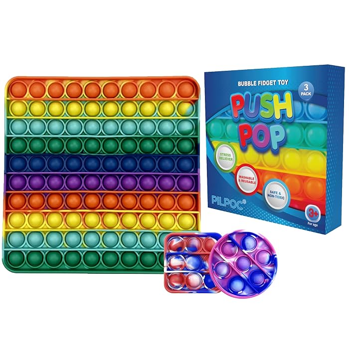 Buy PILPOC Pop It Fidget Toys - Push Pop Fidget Popper Sensory Toys ...