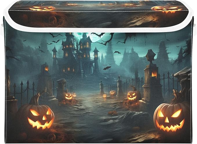 Amazon.com - YETTASBIN Halloween Pumpkin Storage Basket with Lid and ...