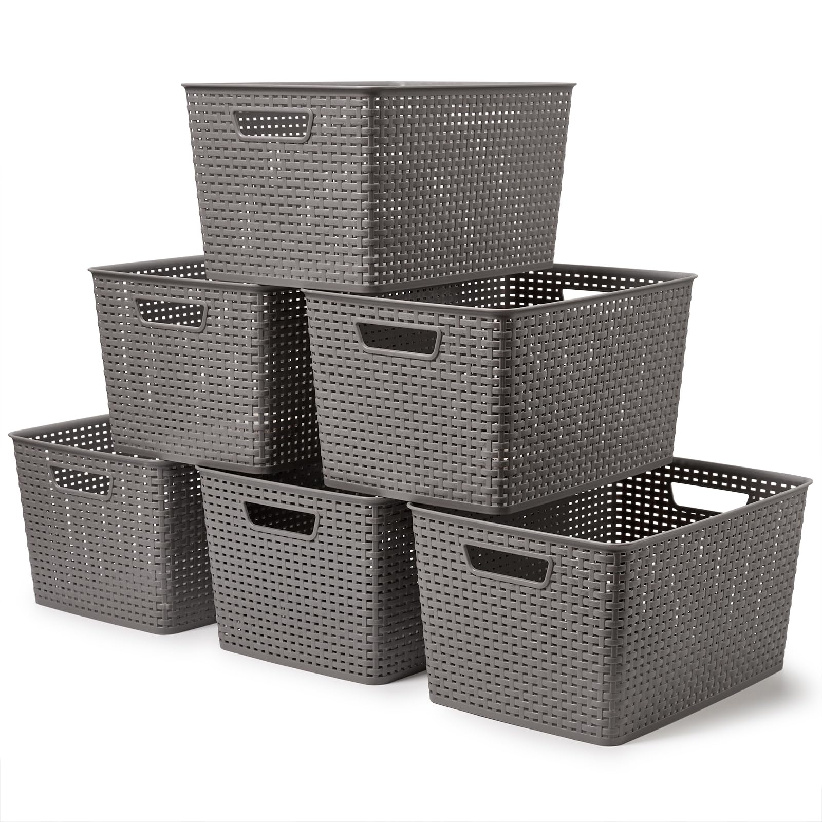 Amazon.com: EZOWare 21 Quarts Woven Plastic Storage Baskets, Large ...