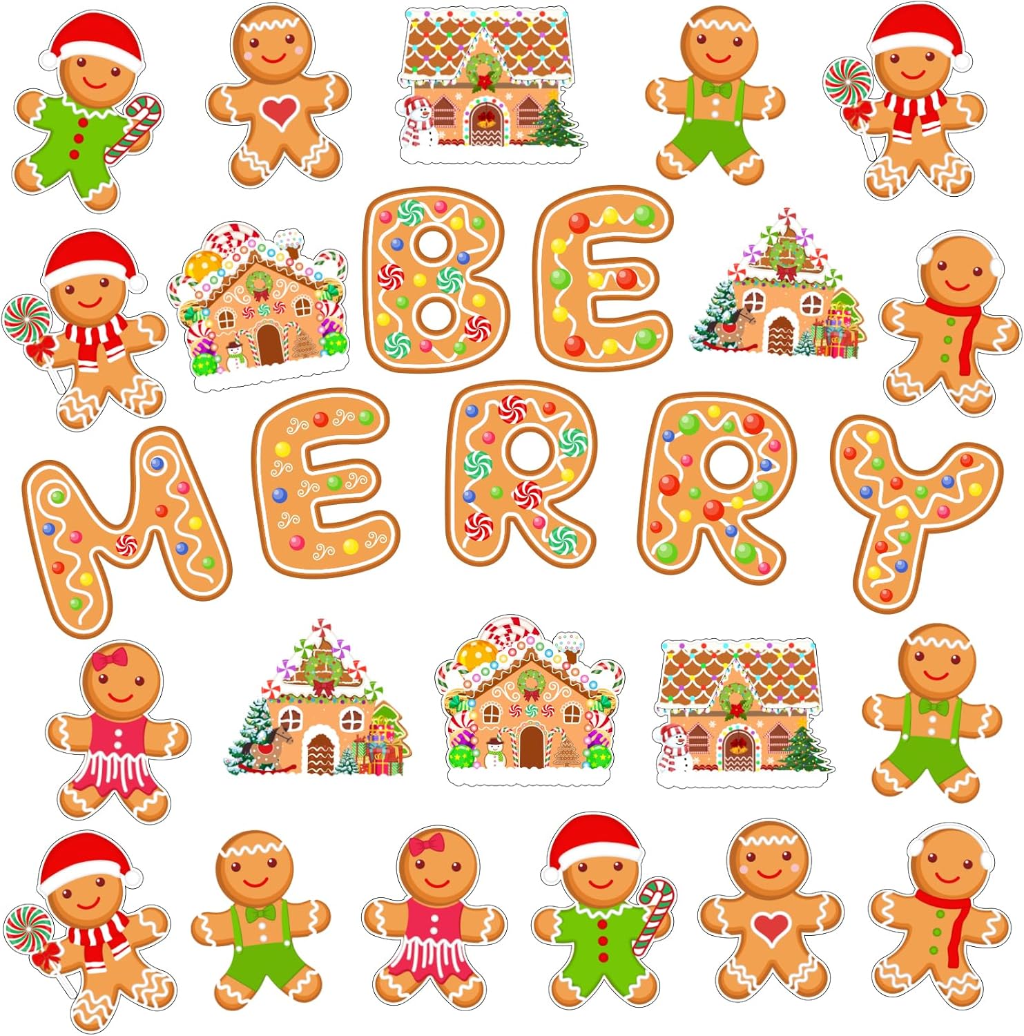 Amazon.com: 61PCS Christmas Winter Gingerbread Bulletin Board ...