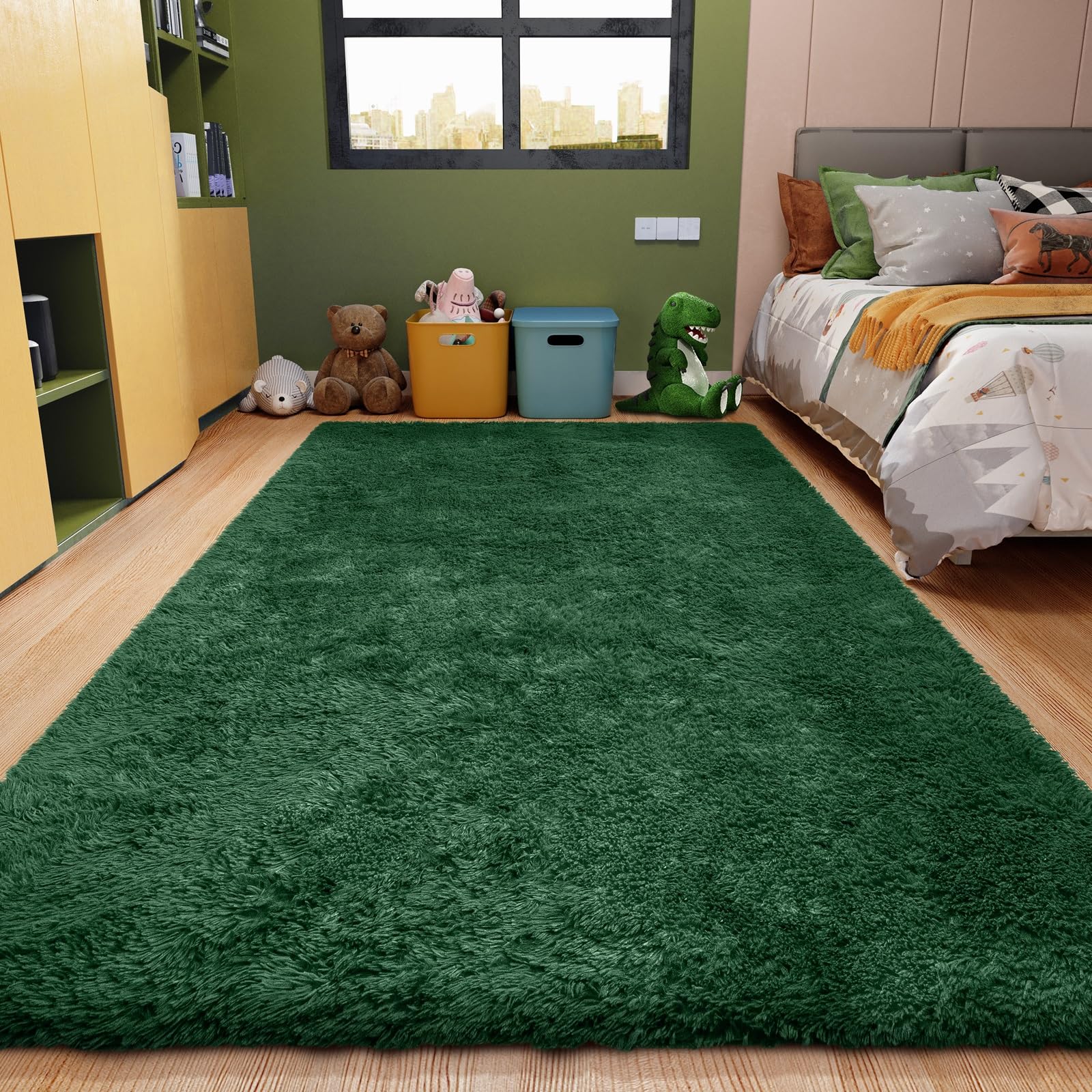Amazon.com: Ophanie Upgrade 4x6 Rugs for Bedroom, Green, Fluffy Shaggy ...