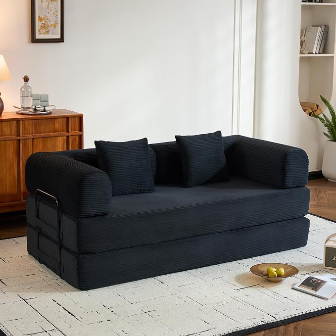 Amazon.com: ZEIINPA Convertible Sleeper Sofa Bed with Fixed-Shape Frame ...