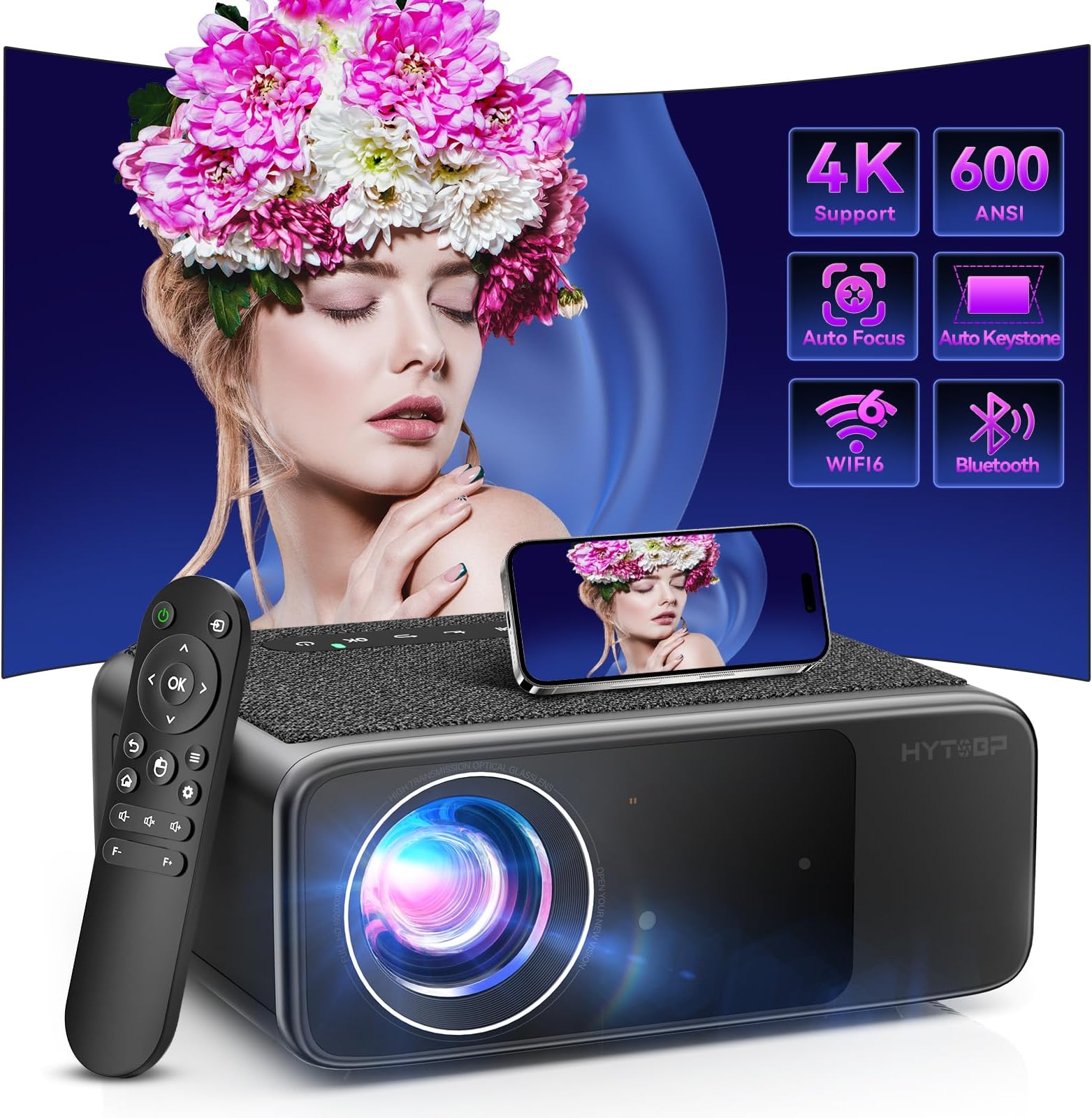 Amazon.com: Projector with WiFi and Bluetooth, 4K Decode Outdoor Movie ...