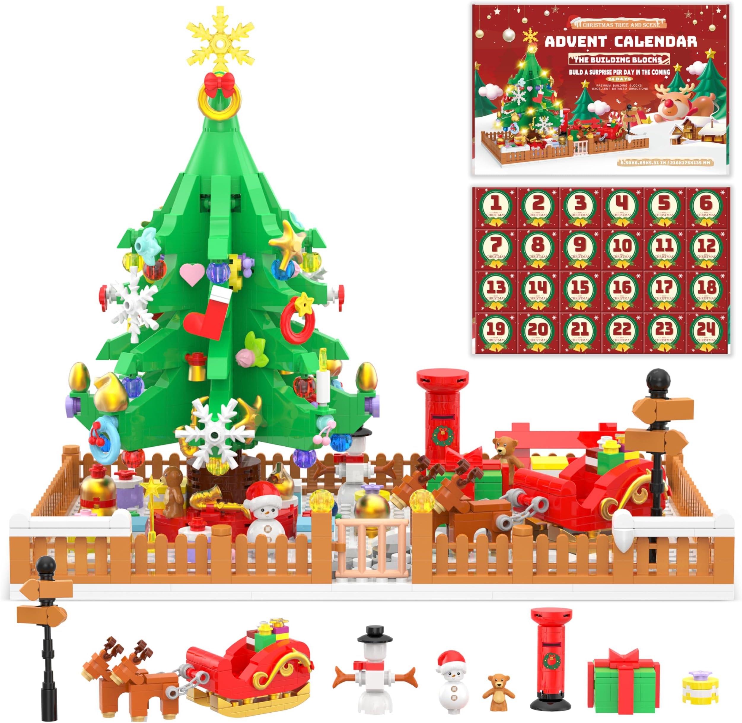 Amazon.com: Advent Calendar 2025 Building Blocks Kit - Christmas Tree ...