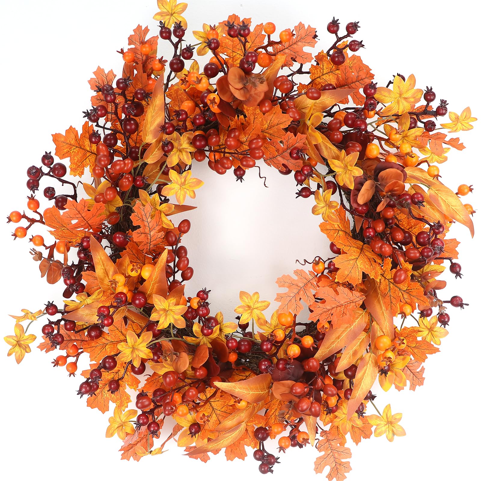 Amazon.com: 24’’ Fall Wreath - Artificial Fall Wreaths for Front Door ...