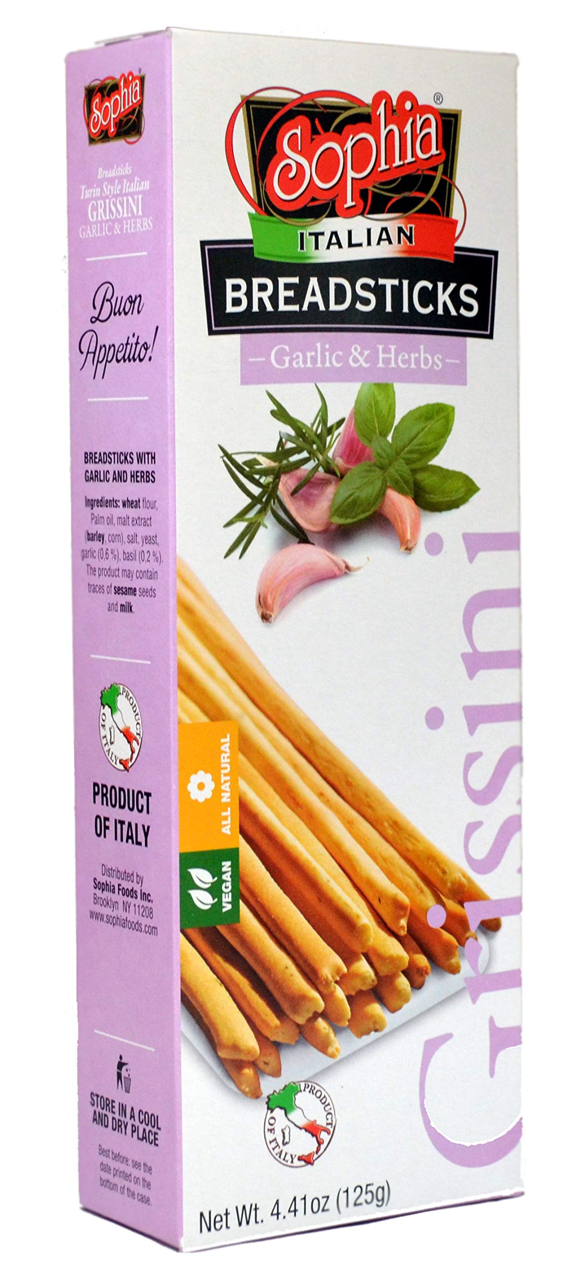 Snapklik.com : Sophia Italian Bread Sticks "Grissini" - Garlic 4.4oz