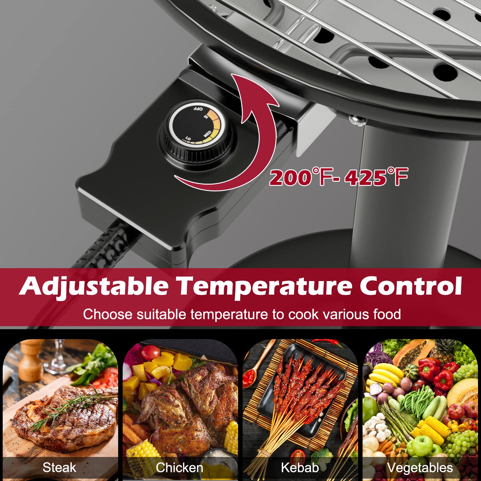 Snapklik.com : Electric BBQ Grill 1600W, Removable Non-Stick Grill Rack ...