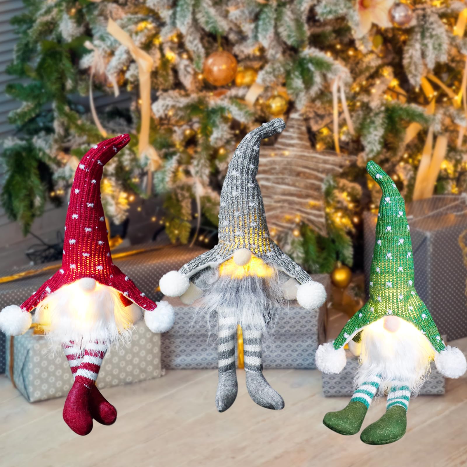 Amazon.com: UXORSN 3Pcs Lighted Christmas Gnome Decorations 14 Inch ...