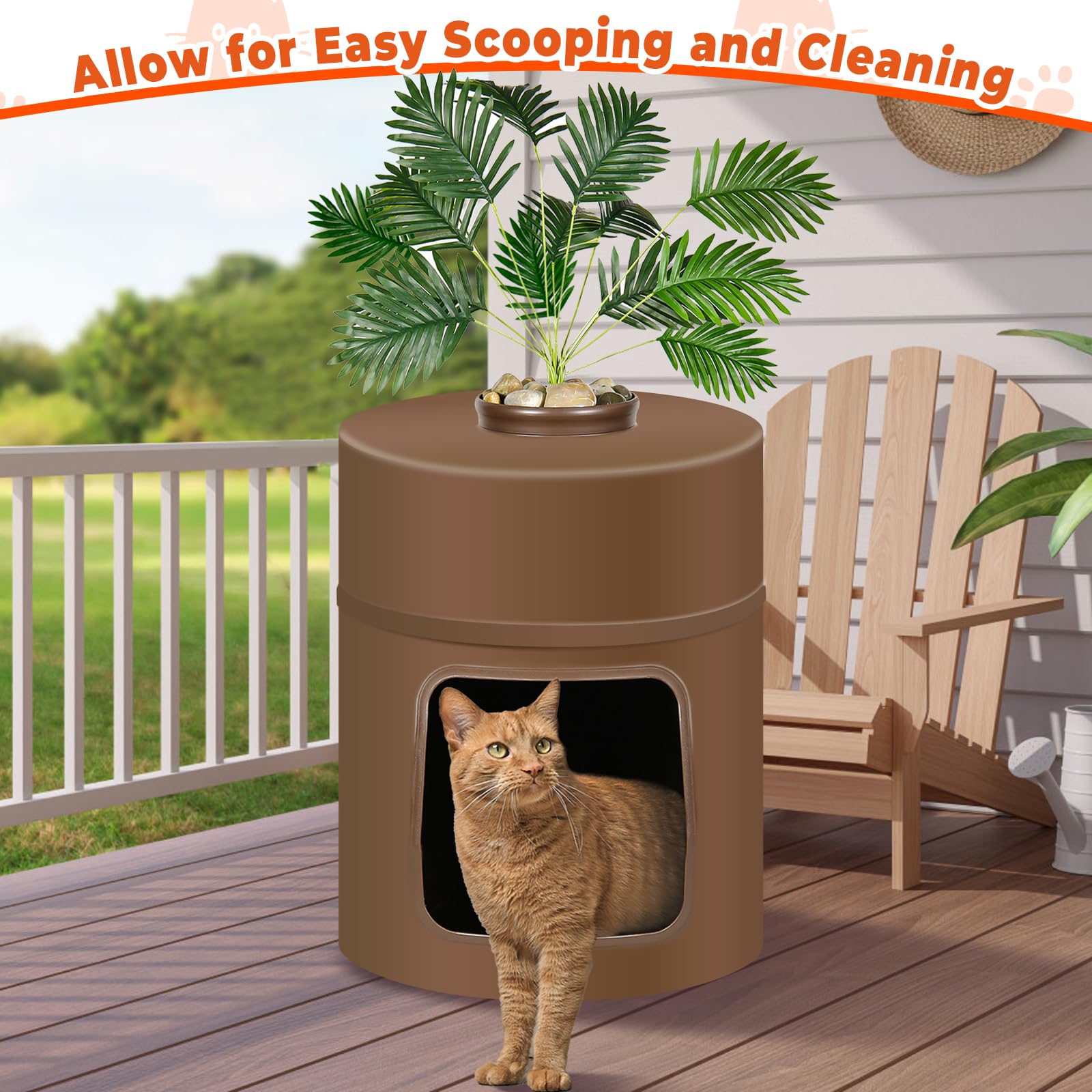 6 Pcs Plant Litter Box Set Includes 2 Pcs Faux Plants & Hidden Cat ...